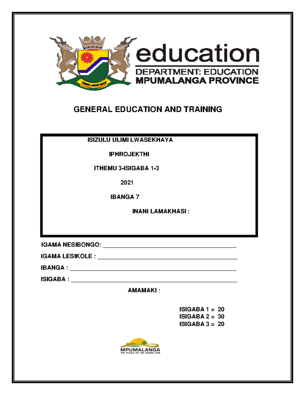 GR 7 T 3 ZUL Project - Exam Preparation and Guide for 2021 - Studocu