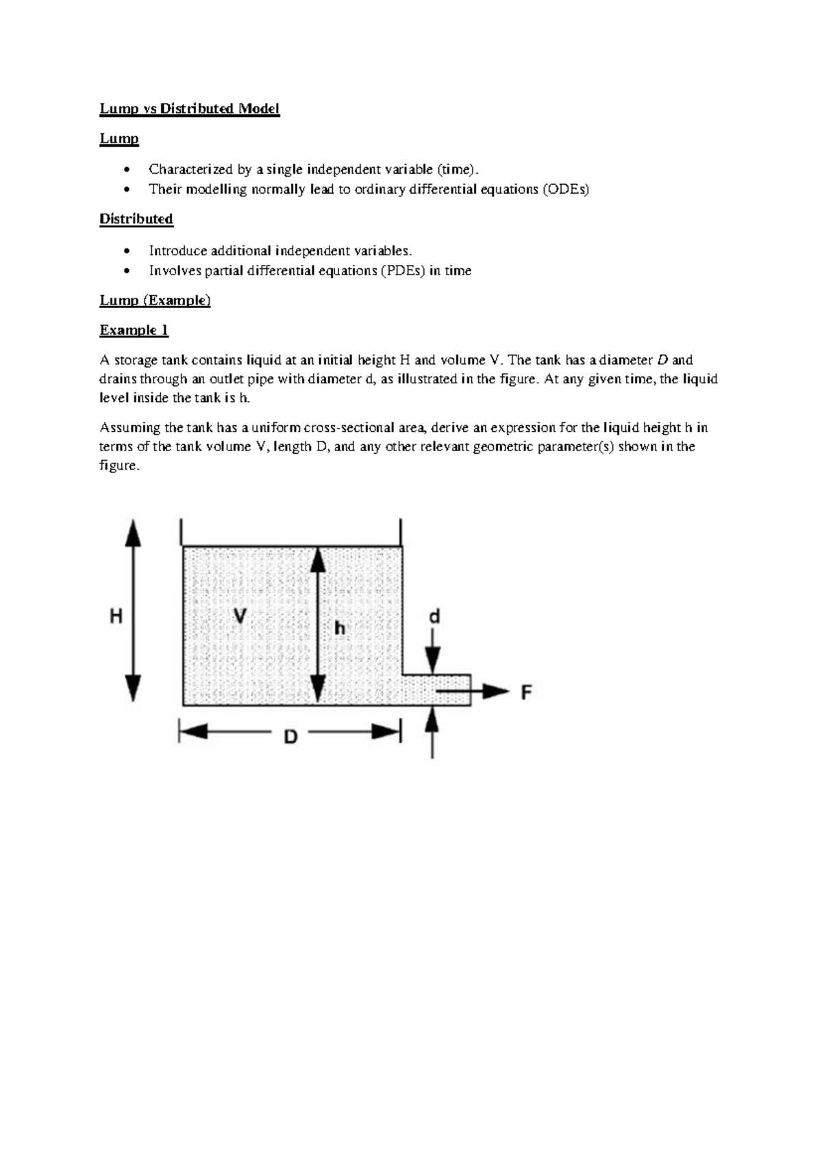 Lump vs Distributed Model: Activity 7 ENCH3PO Analysis - Studocu