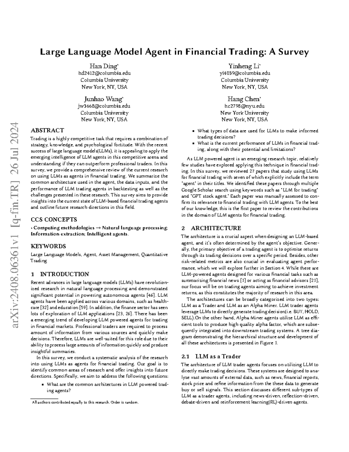 Large Language Model Agents in Financial Trading: A Comprehensive ...