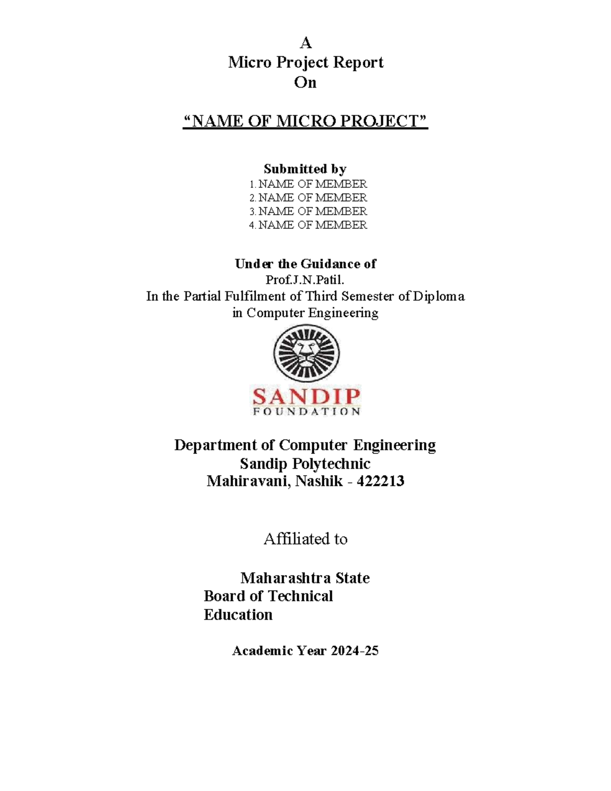 AJP Microproject Format CO - A Micro Project Report On “NAME OF MICRO ...