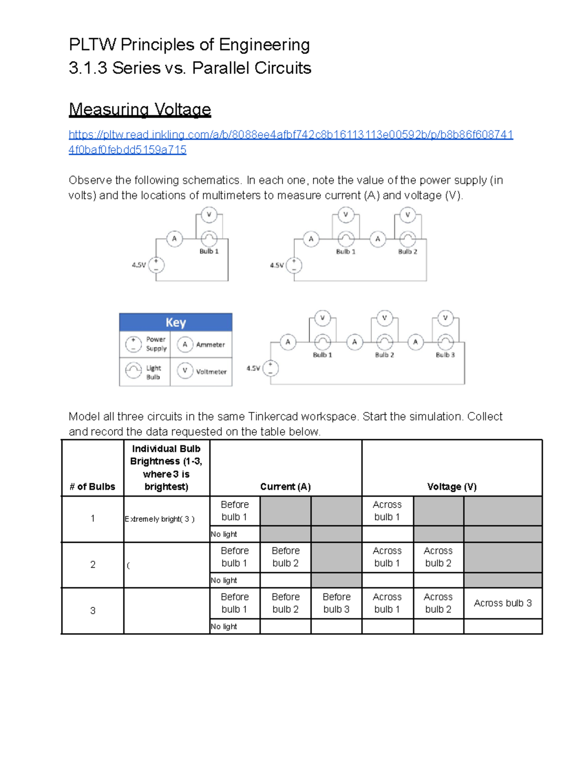 Series vs Parallel Circuits Analysis - PLTW Principles of Engineering ...