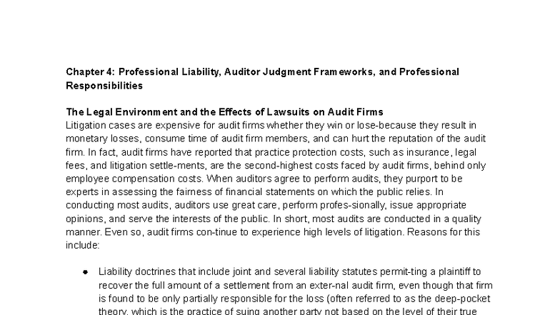 Chapter 4: Auditor Liability, Judgment Frameworks, and Responsibilities ...