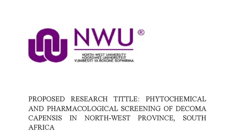 Phytochemical & Pharmacological Screening of Dicoma Capensis AHDR 327 ...