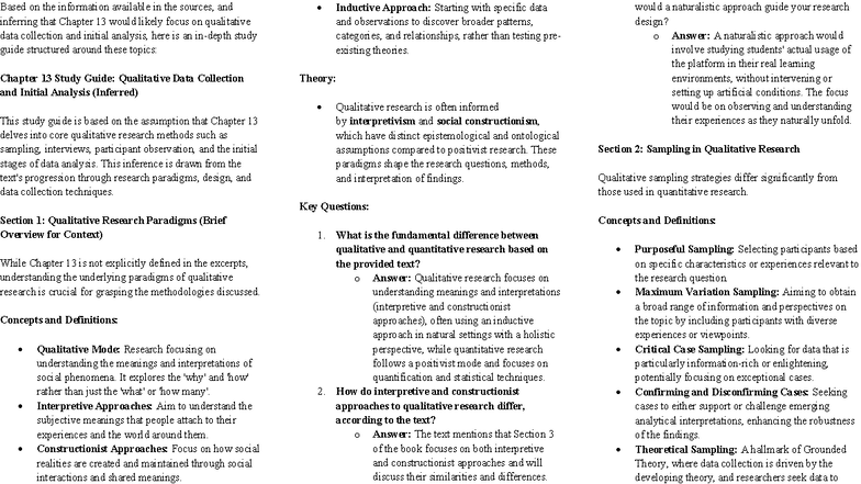 Chapter 13 Study Guide: Qualitative Data Collection & Analysis - Studocu