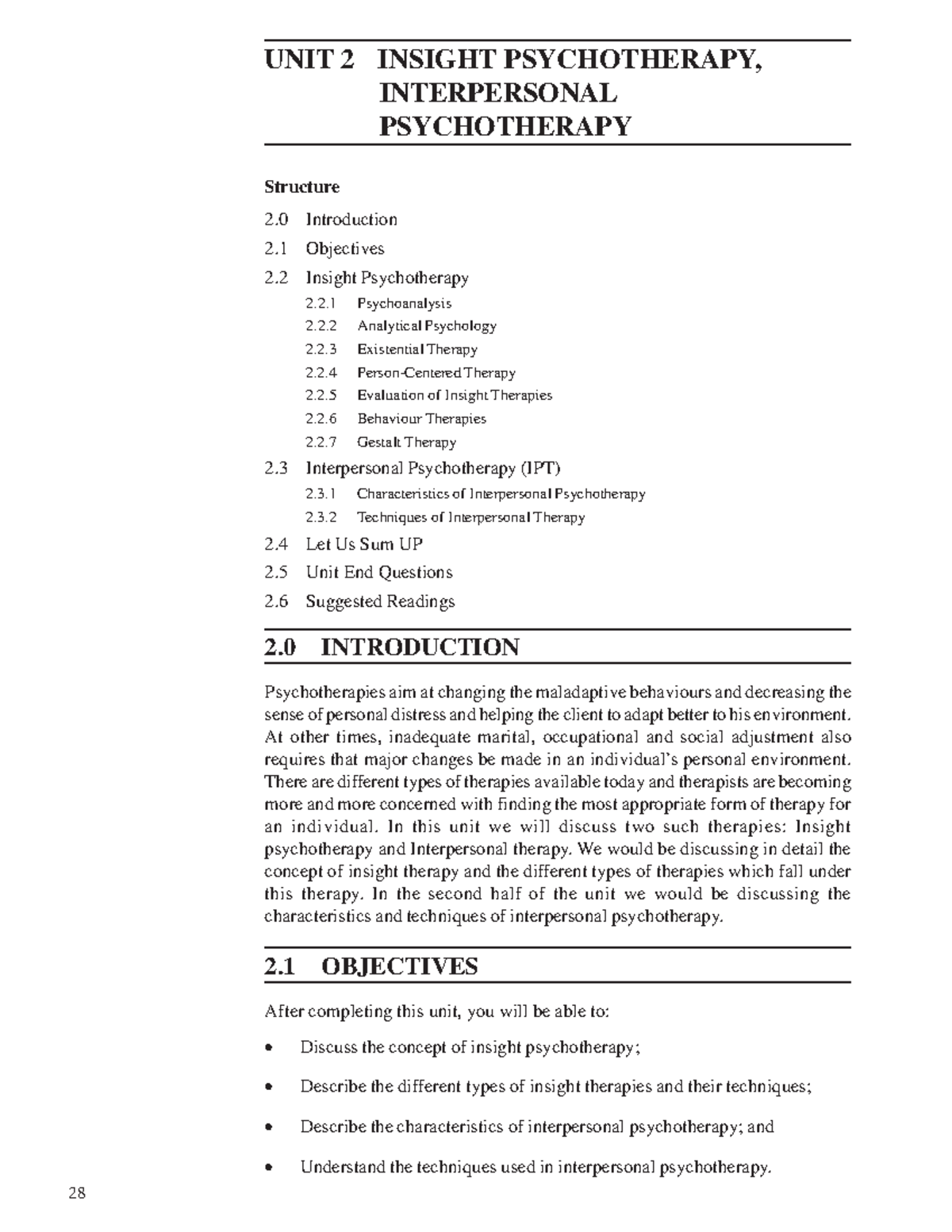 Unit 2: Clinical Psychology - Insight and Interpersonal Therapy Notes ...