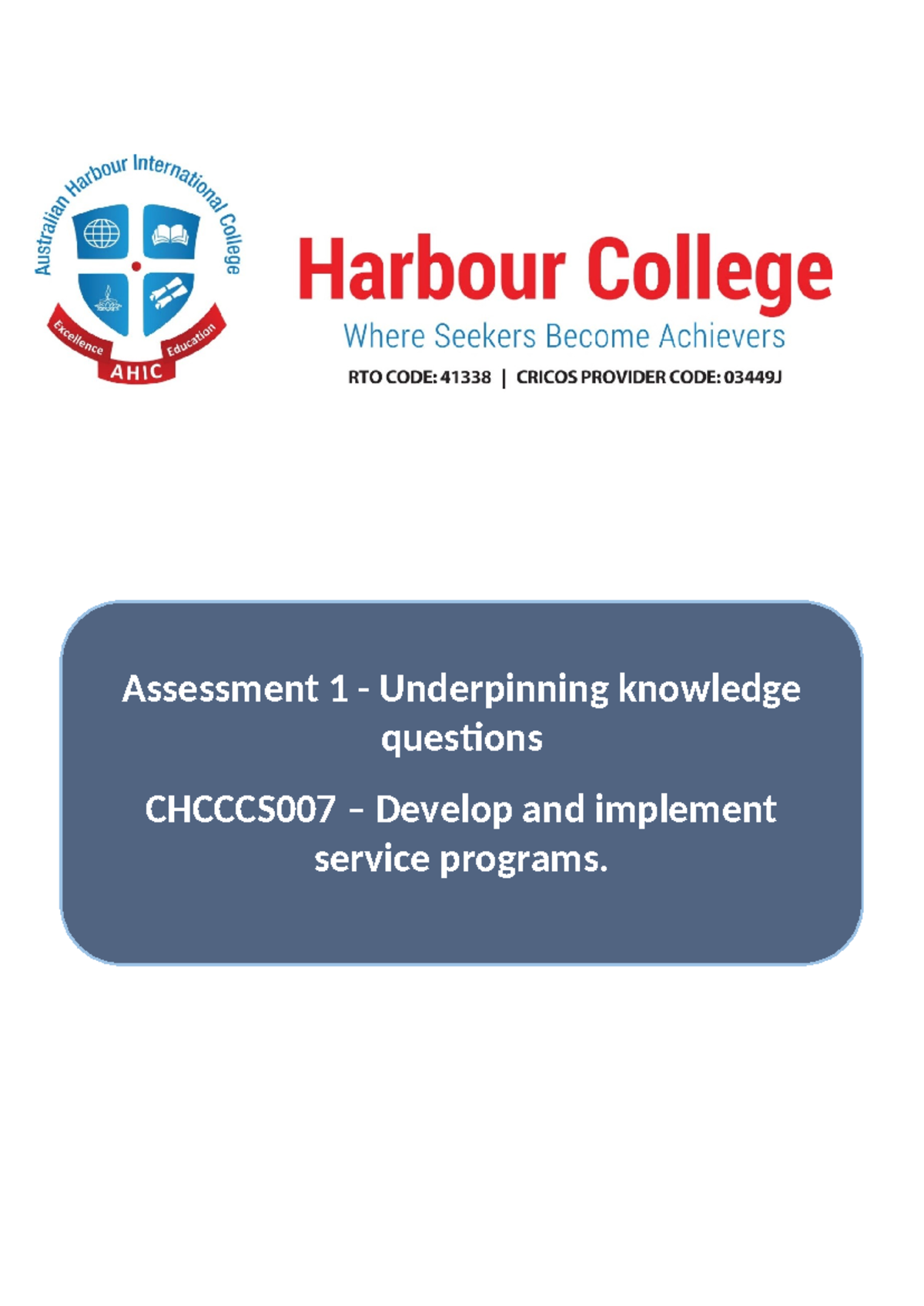 AT1 Community Services Program Development Report and Knowledge ...