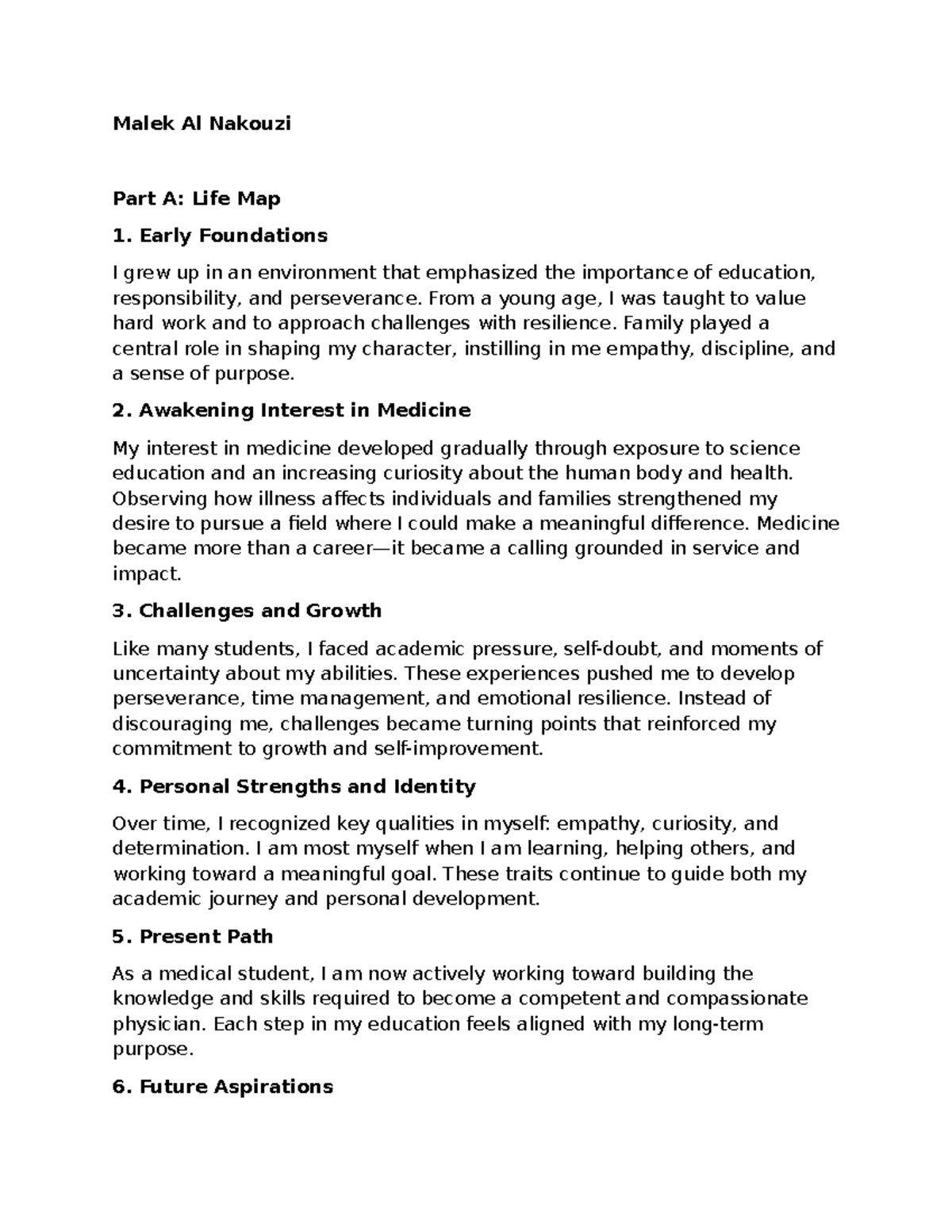 LC Assignment 2: My Life Map and Journey in Medicine - Studocu