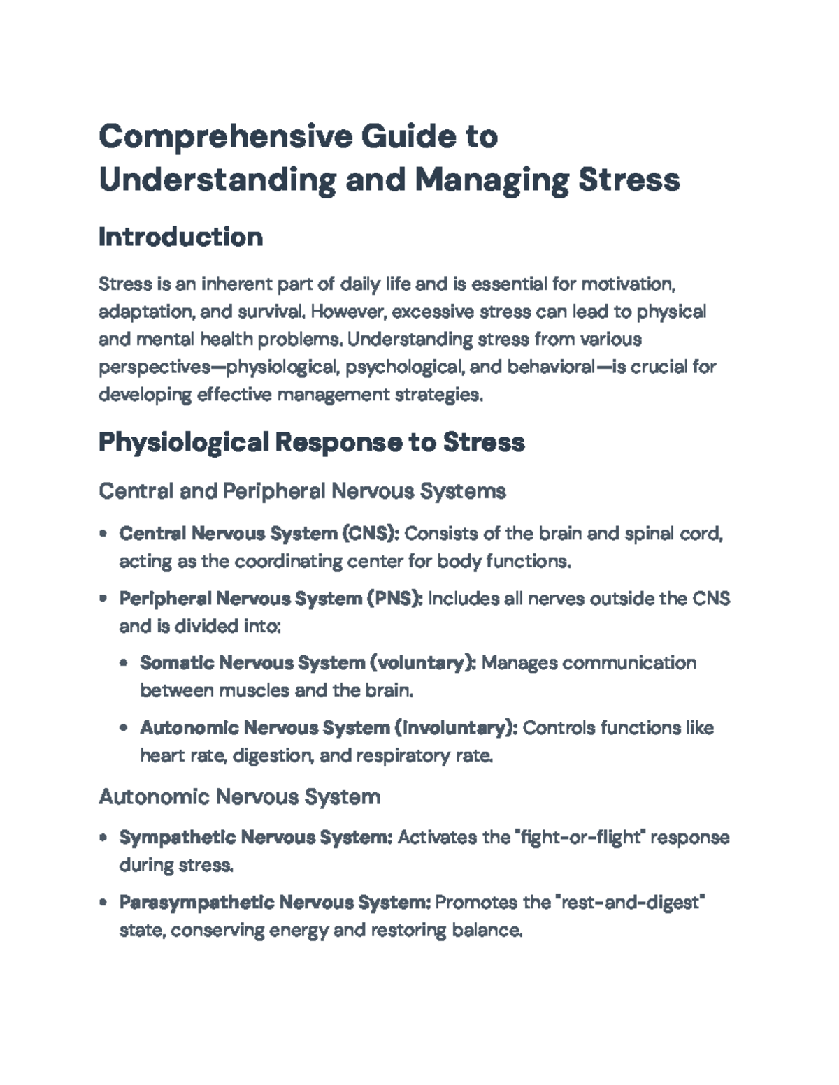 Comprehensive Guide to Understanding and Managing Stress Techniques ...
