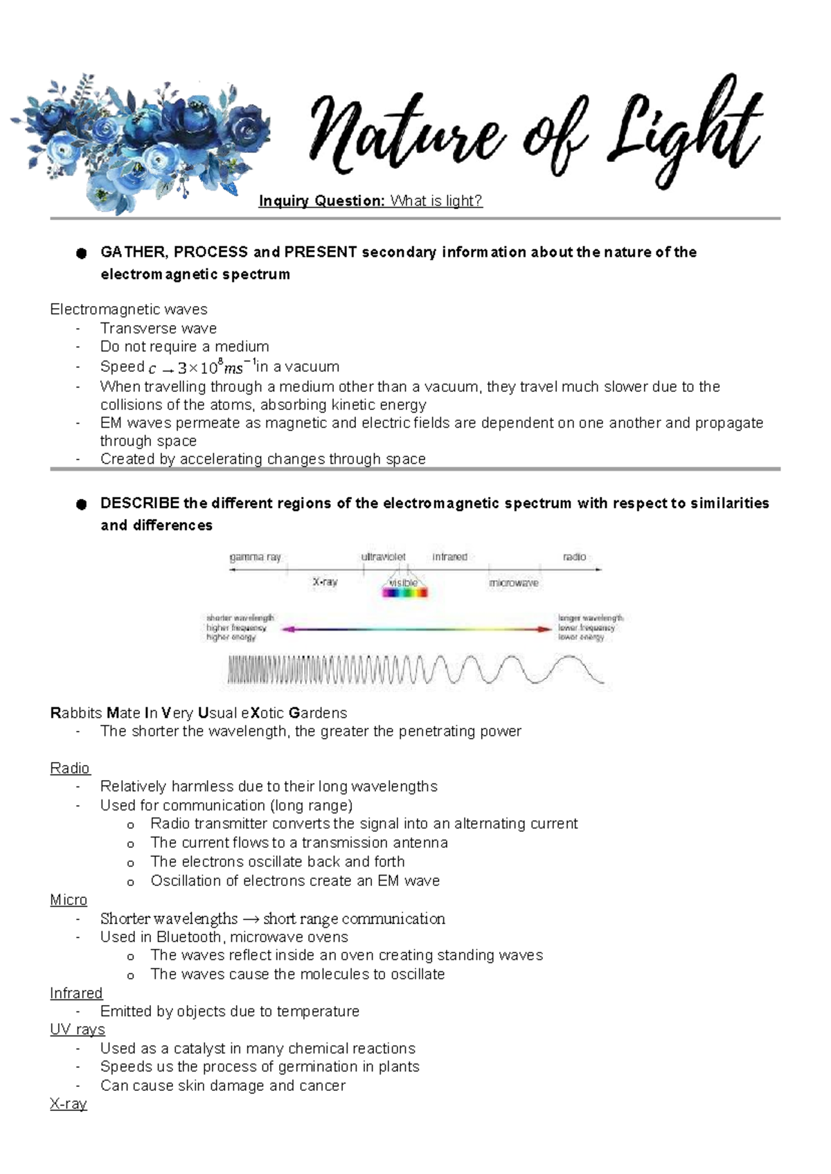 MOD 7: Nature of Light - Exploring the Electromagnetic Spectrum - Studocu