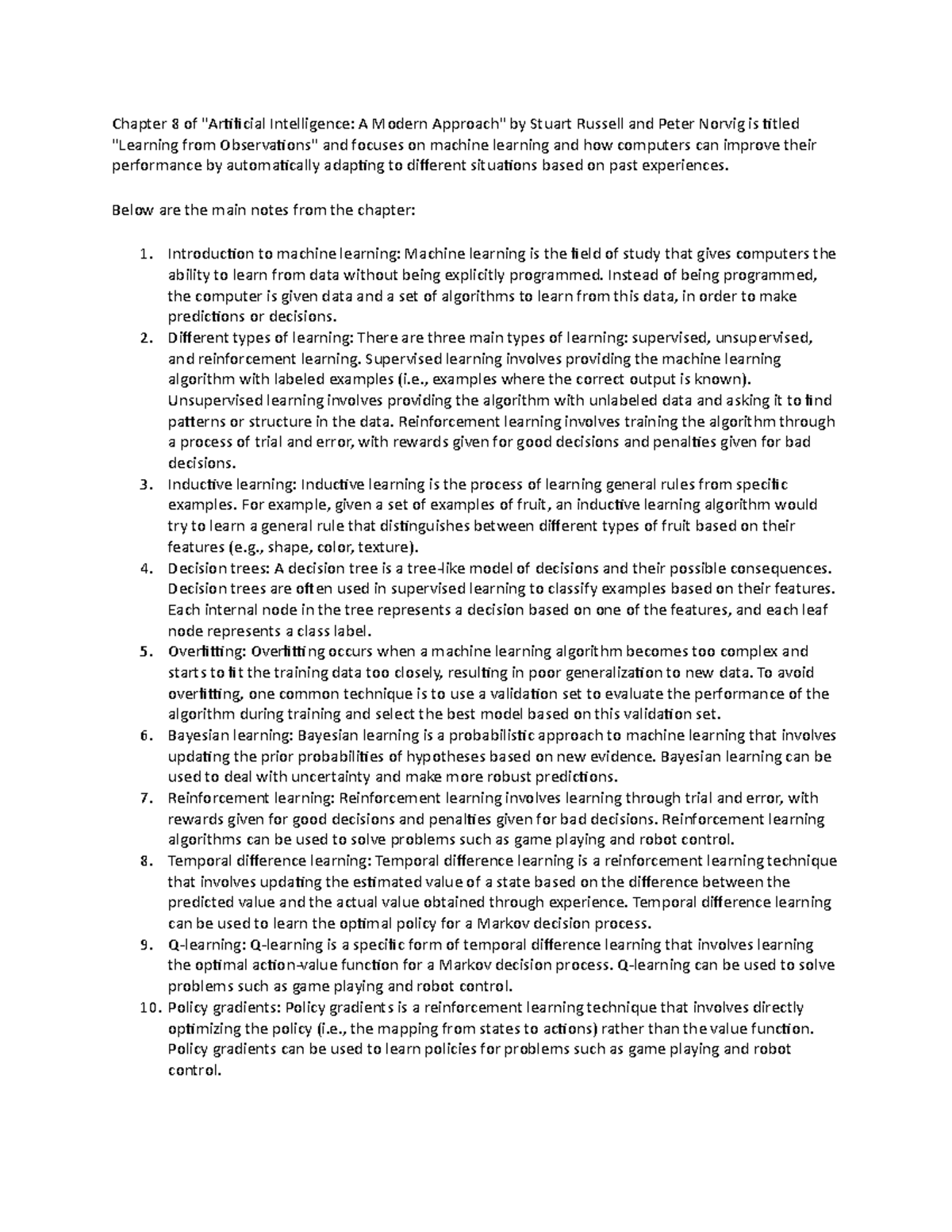 AI Chapter 8 - Learning from Observations: Machine Learning Insights ...