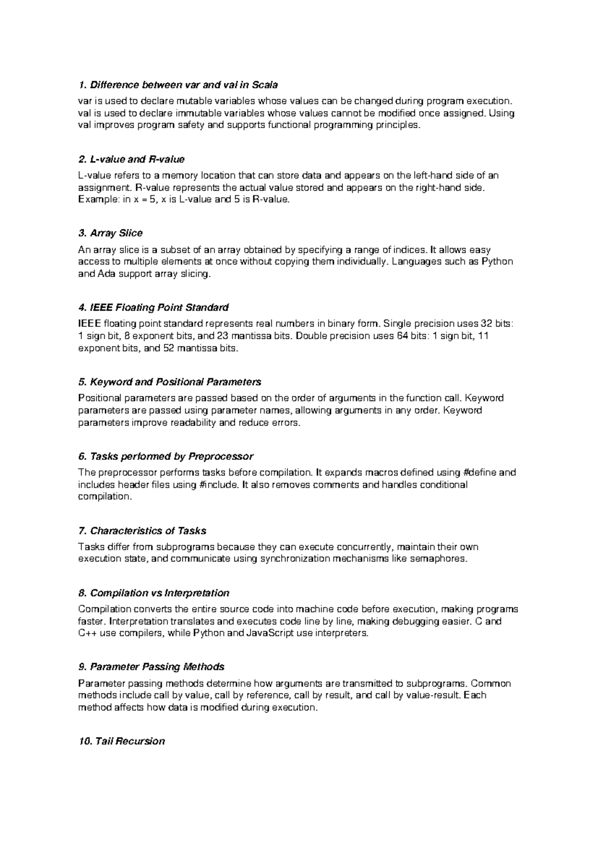 PPL 3-4 Mark Detailed Solutions: Scala Variables, Array Slicing & More ...
