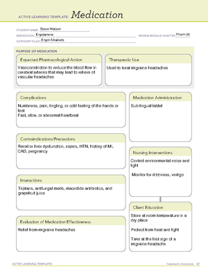 ATI medication template Digoxin - ACTIVE LEARNING TEMPLATES THERAPEUTIC ...
