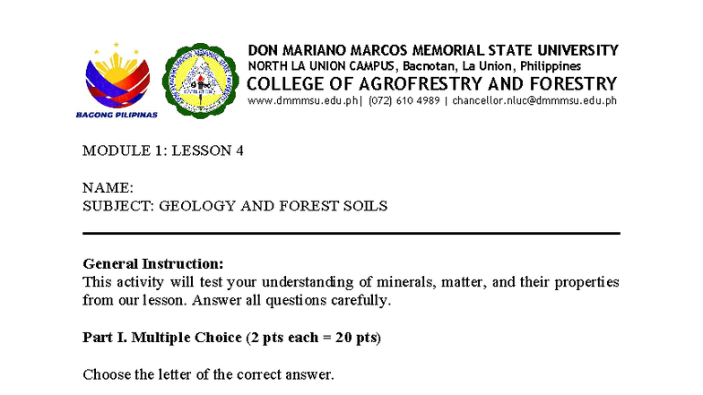 M1 L4: Geology and Forest Soils Quiz - Studocu