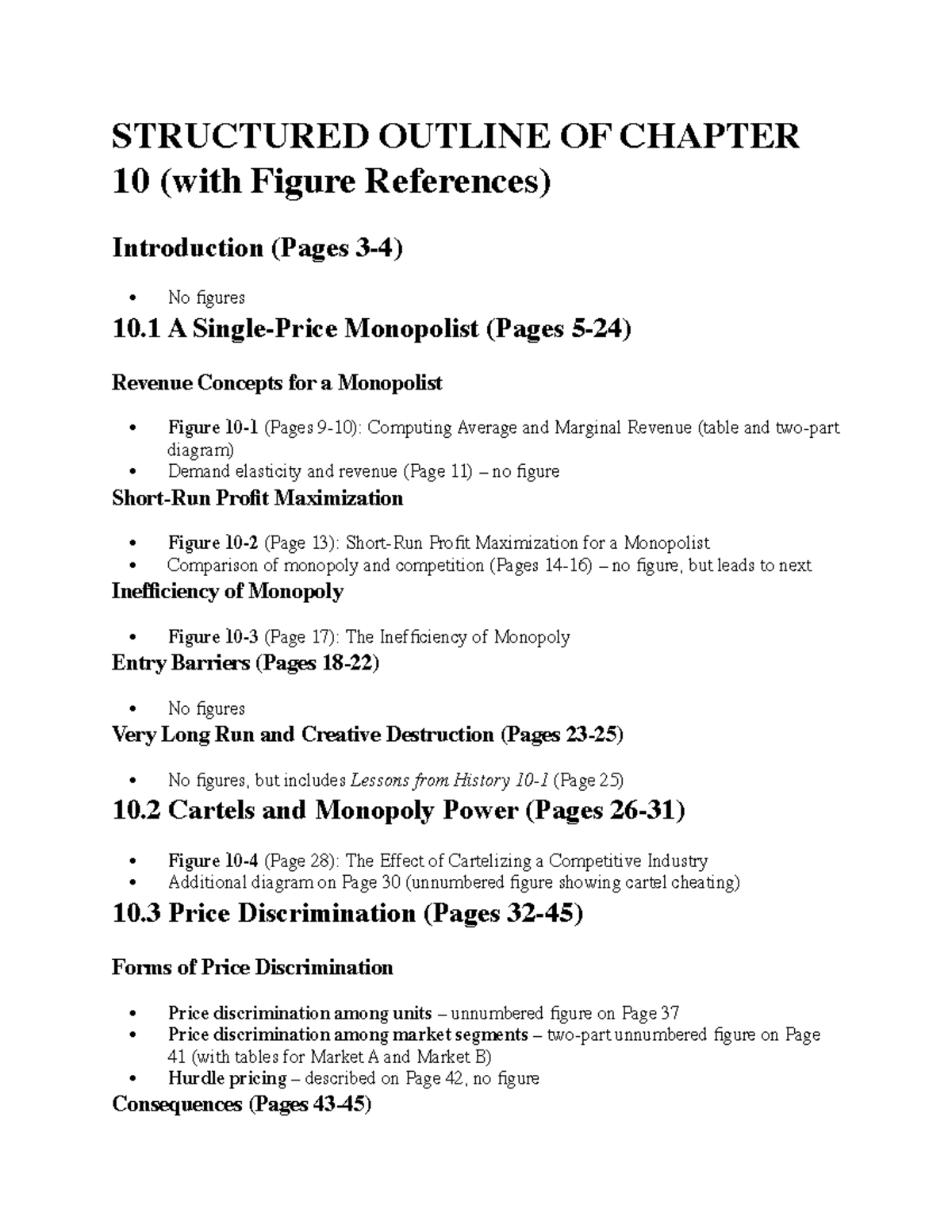 Econ 208: Structured Outline of Chapter 10 - Monopoly and Market Power ...
