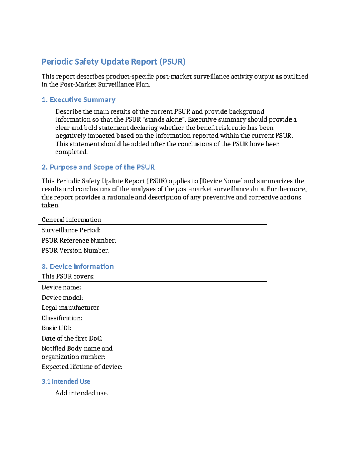 Periodic safety update report - Periodic Safety Update Report (PSUR ...