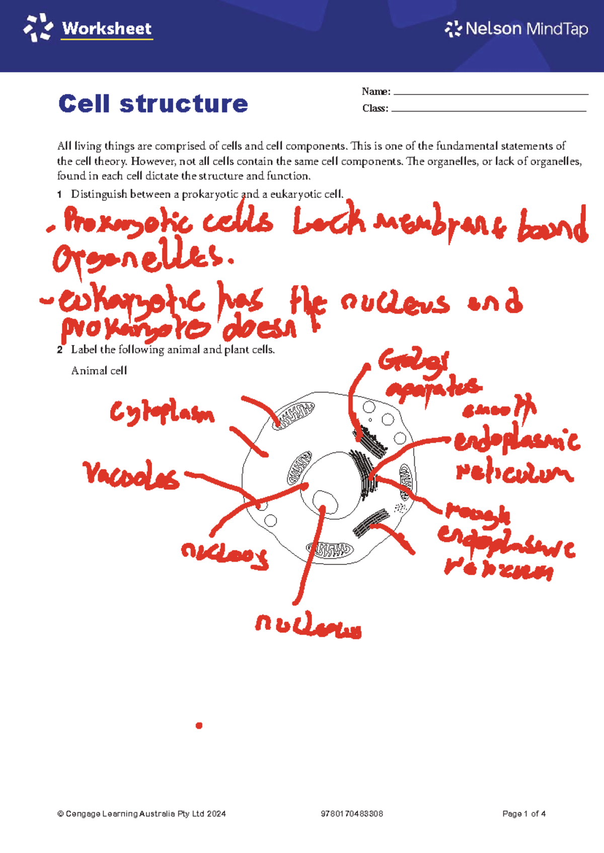 ACTIVITY SHEET 2.2: Cell Structure & Function - Unit 1 - Studocu