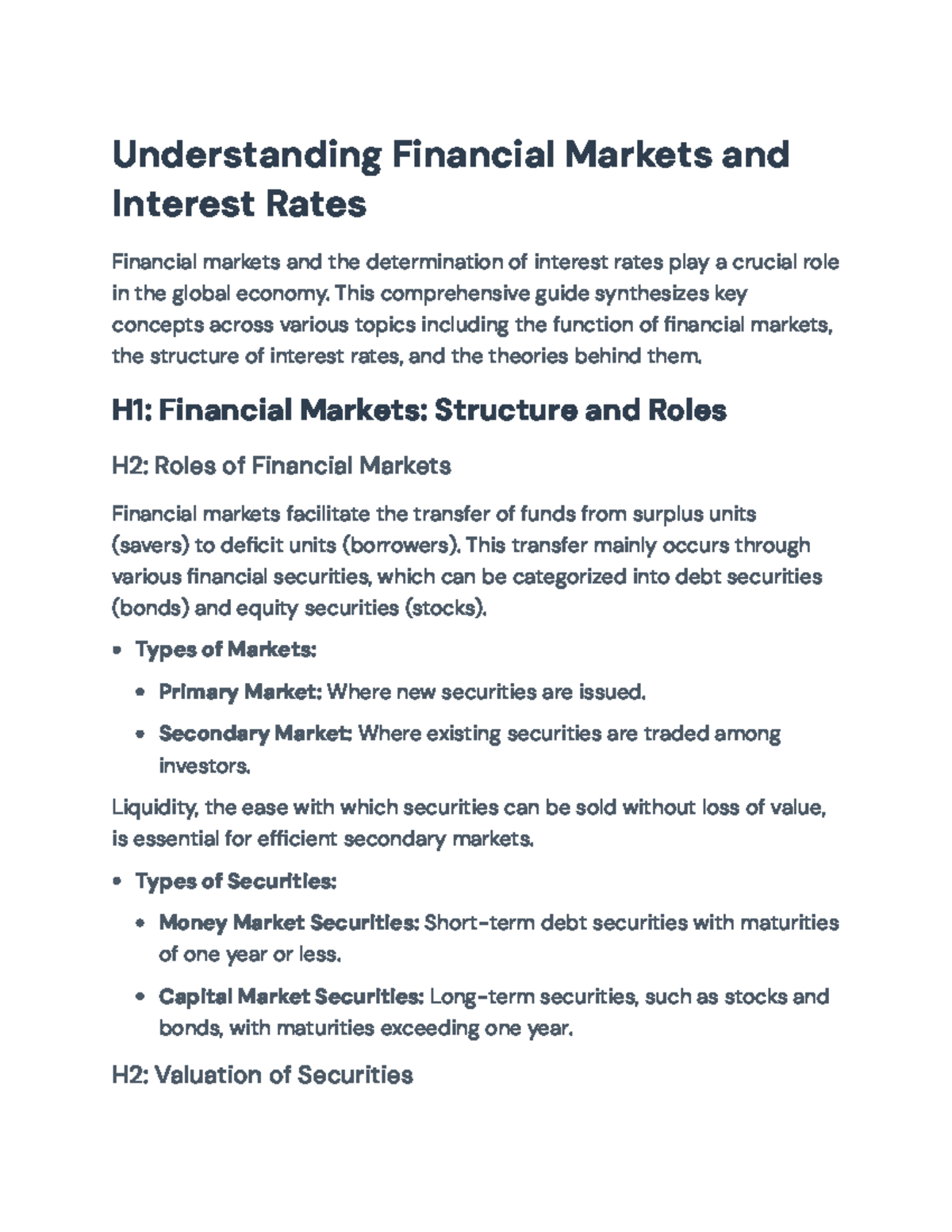 Understanding Financial Markets & Interest Rates: Key Concepts (FIN 101 ...