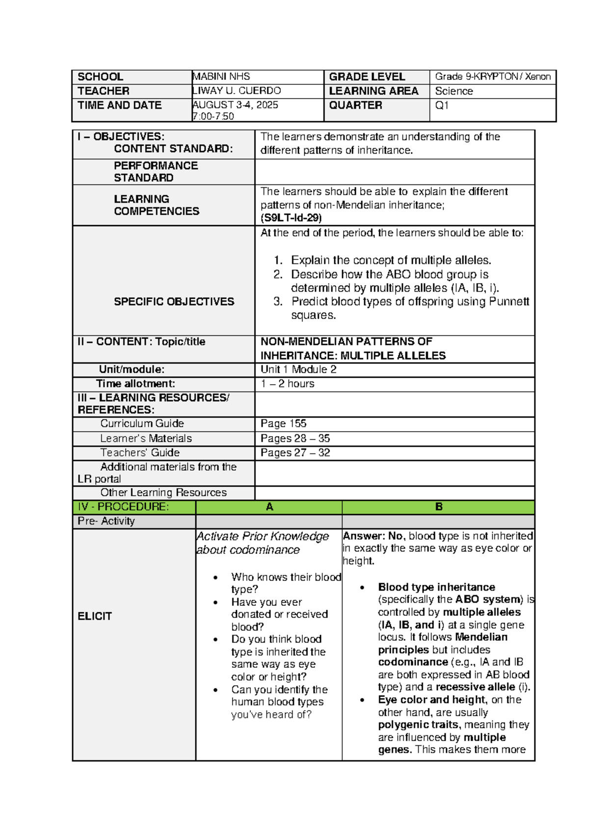 DLL COT Multiple Alleles: Understanding ABO Blood Group Inheritance ...