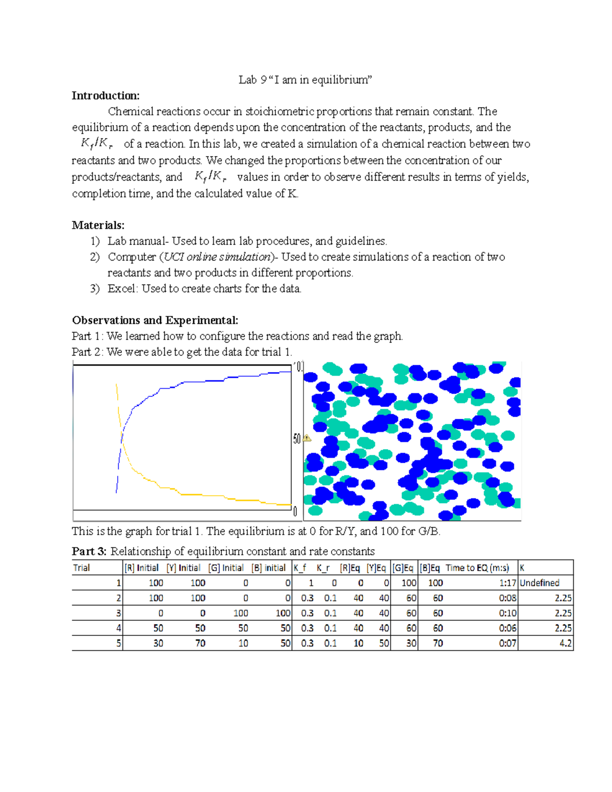 Chem Lab 9: Exploring Equilibrium & Kinetics in Chem 106 - Studocu