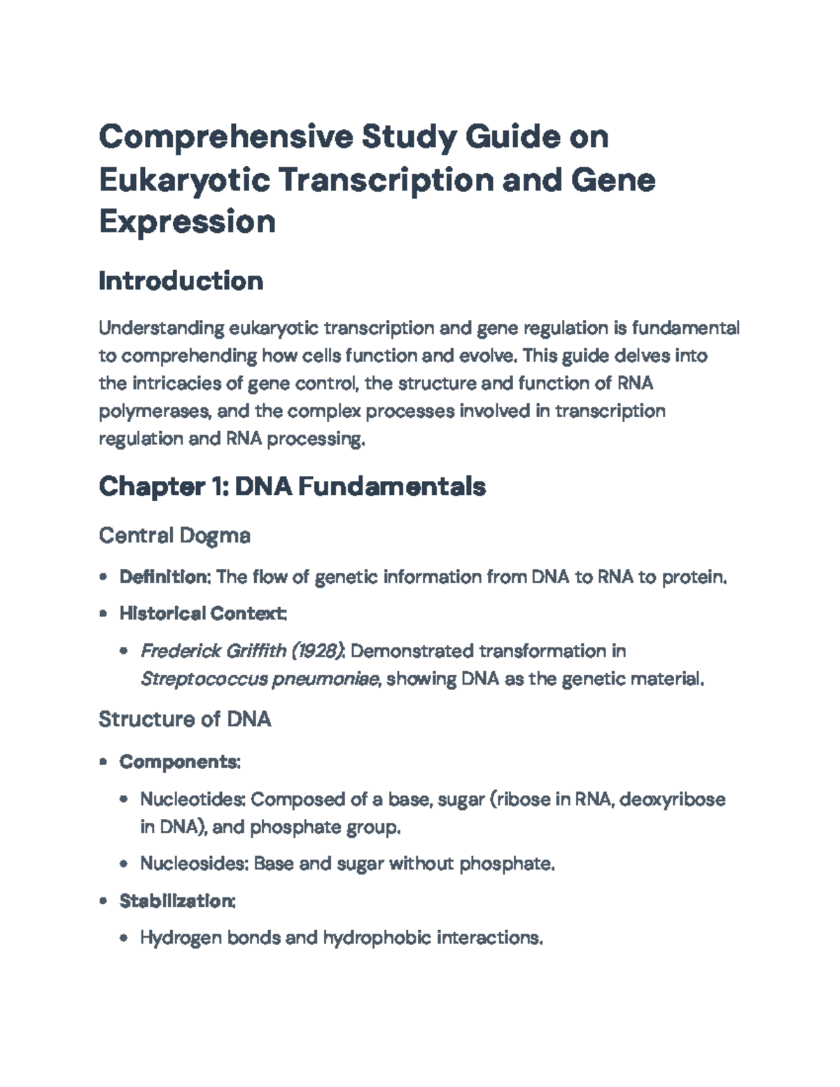Comprehensive Study Guide on Eukaryotic Transcription & Gene Expression ...