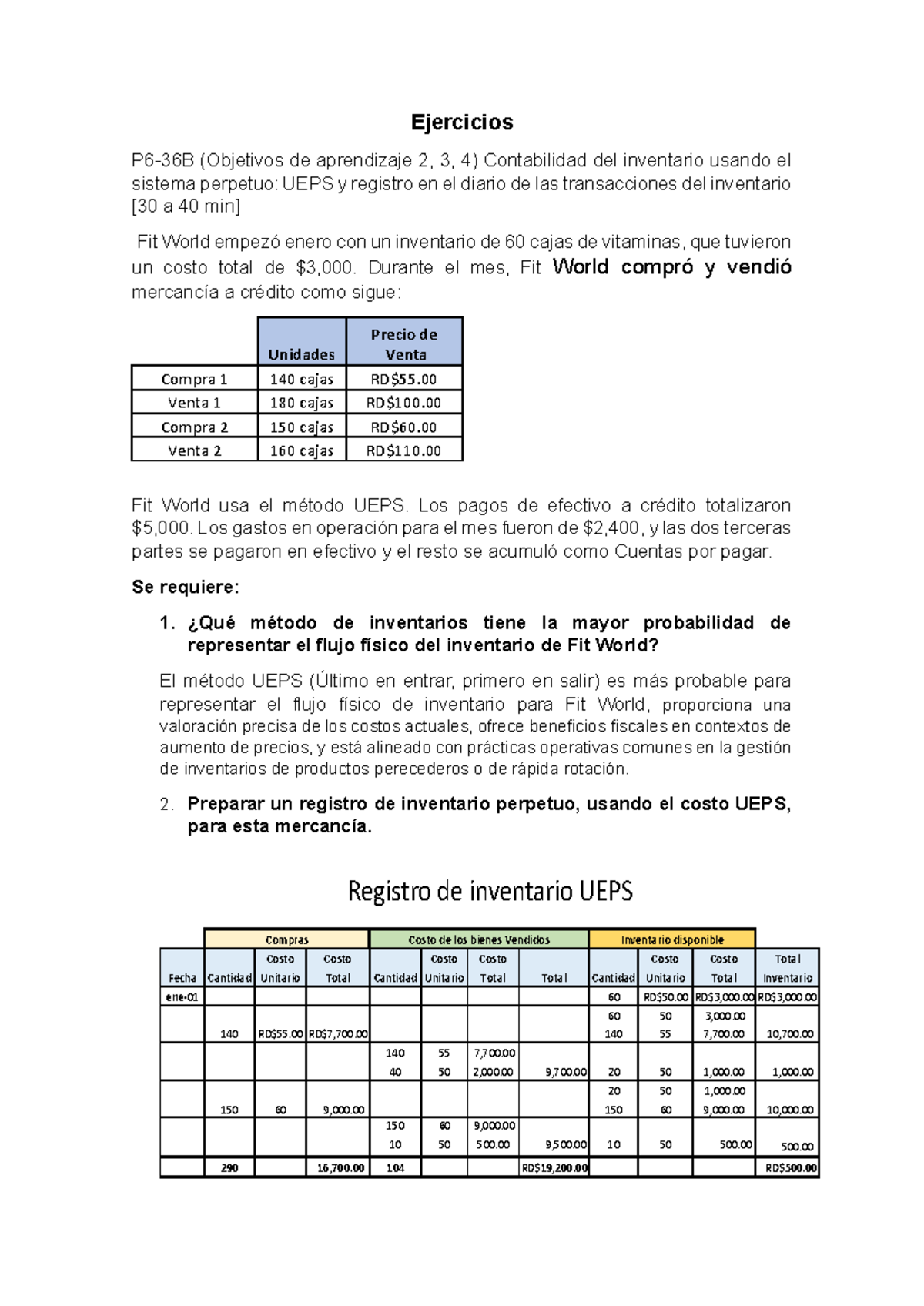 Método UEPS - Prácticas de Contabilidad de Inventario y Asientos Diario ...