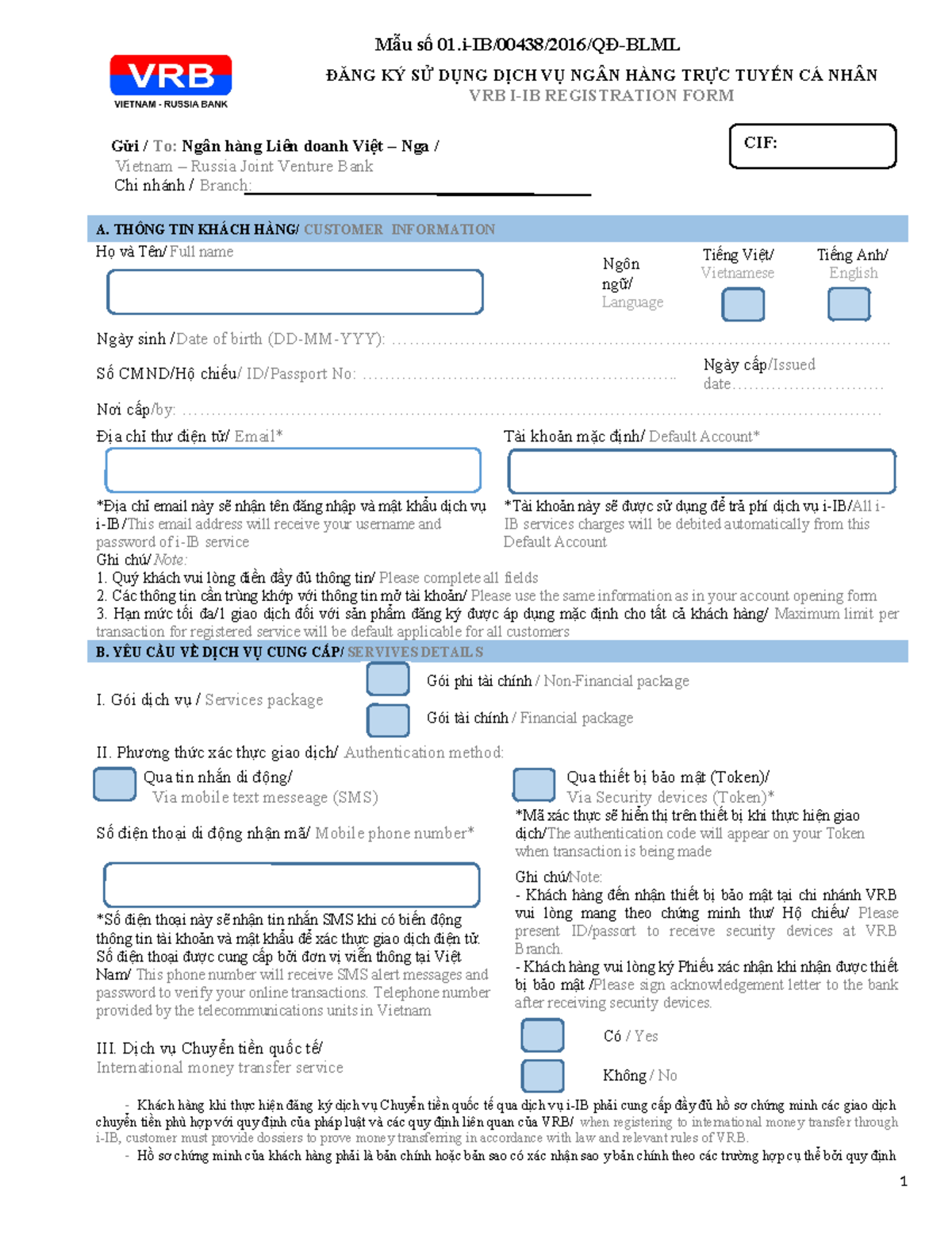 Form 01 Dang ky su dung dich vu - Mẫu số 01-IB/00438/2016/QĐ-BLML ĐĂNG ...