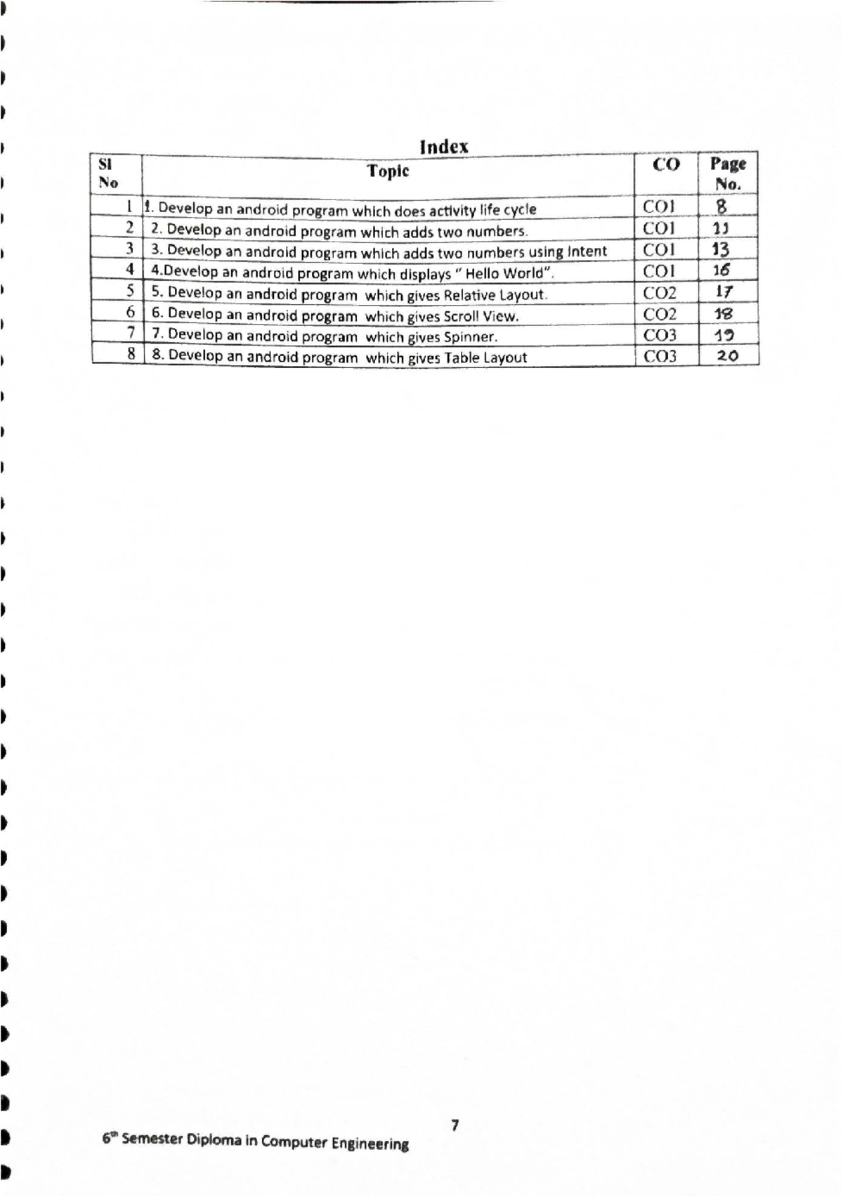 MC Lab Manual: Android Programming Exercises for 6th Sem CE - Studocu