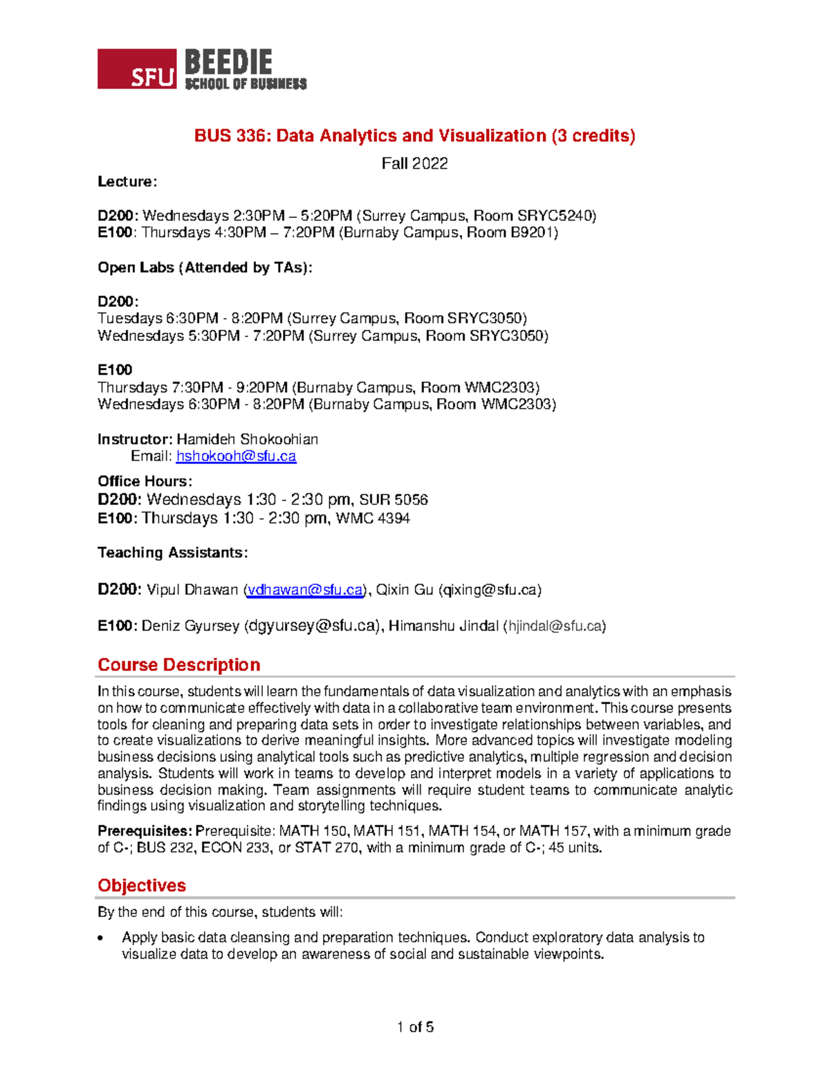 BUS 336 Lecture Outline - Data Analytics & Visualization - Fall 2022 ...
