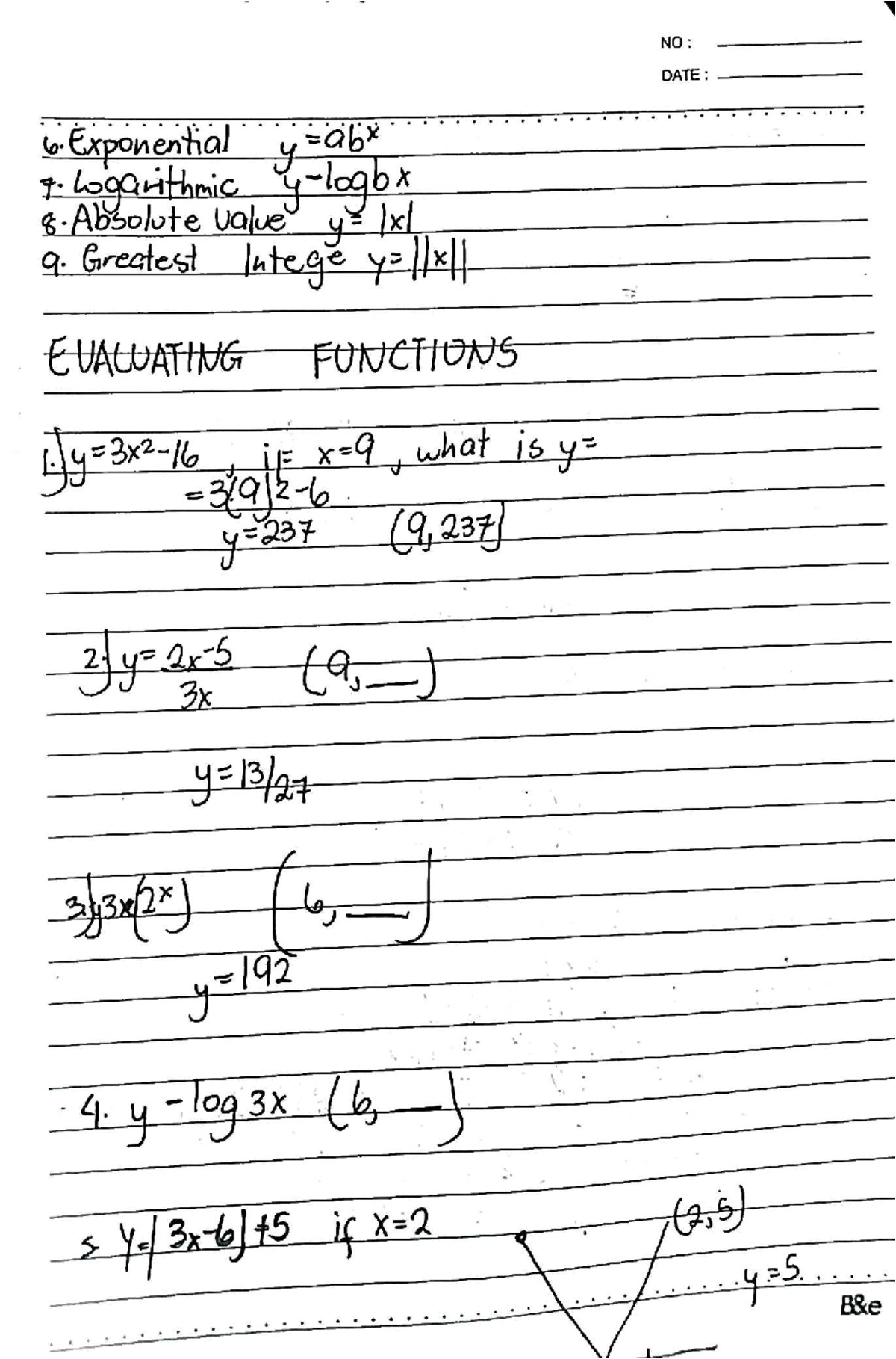 MATH 101: Evaluating Functions and Types of Functions Notes - Studocu