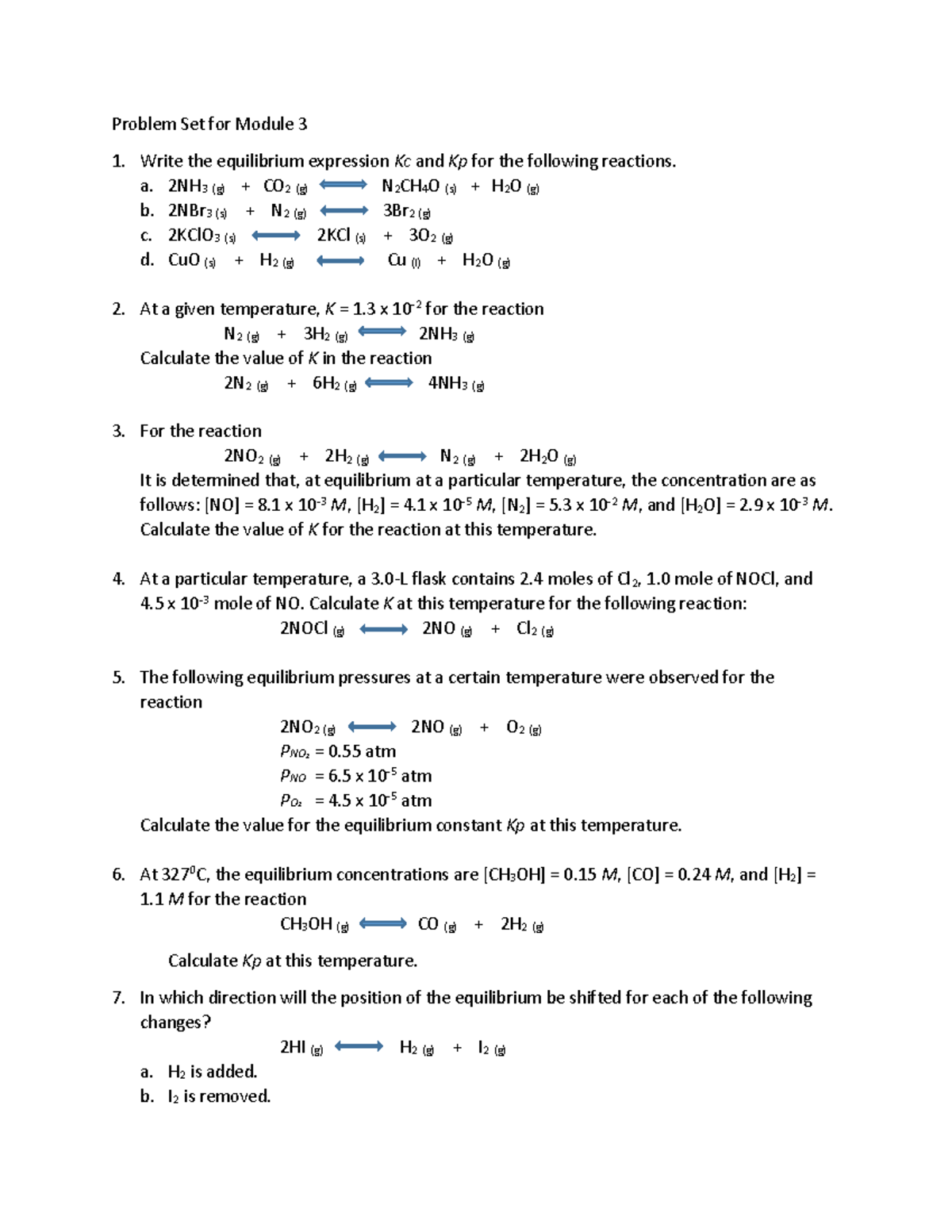 Module 3 Problem Set - here is your practice materials in chemistry ...