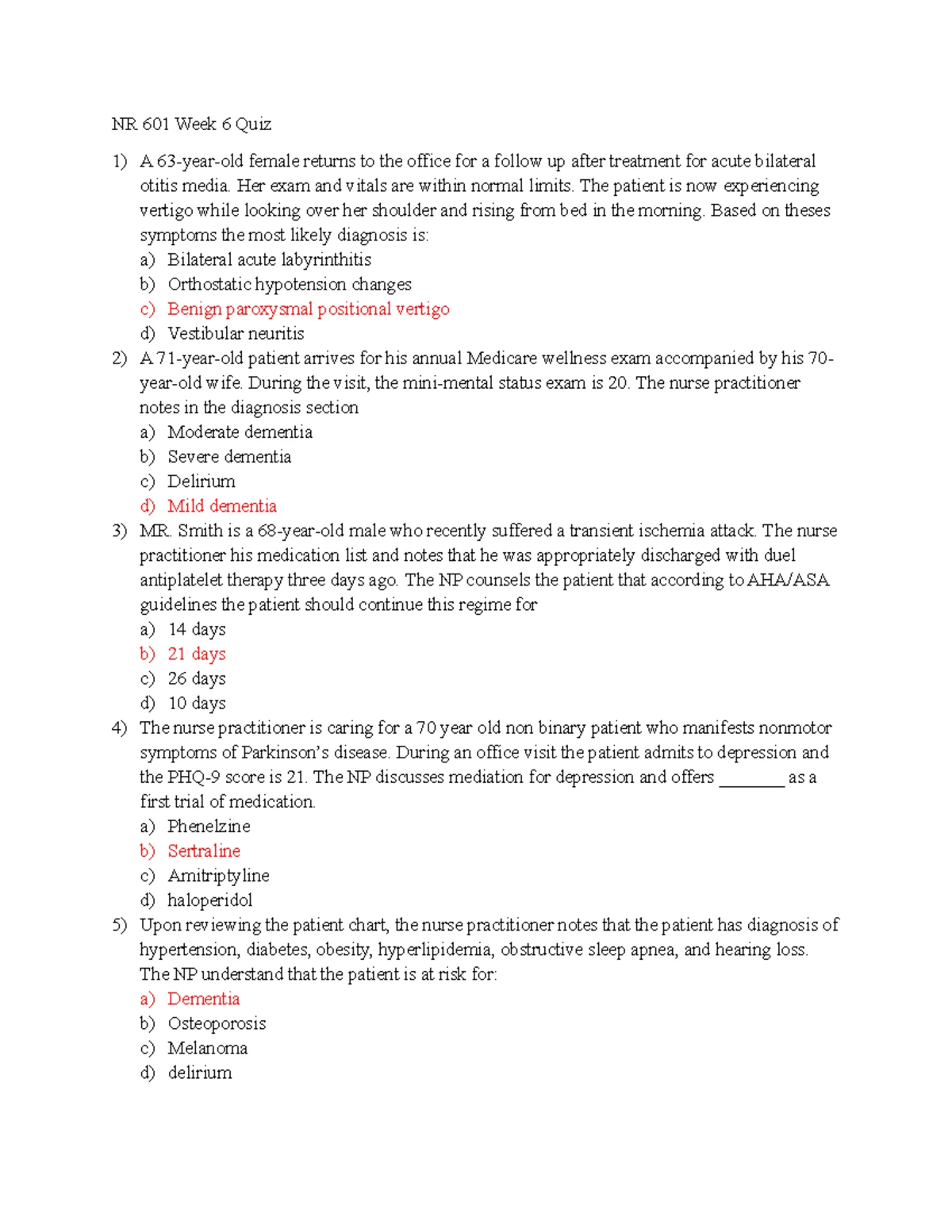 NR 601 W2 Quiz - Comprehensive Review on Aging and Cardiac Care - Studocu