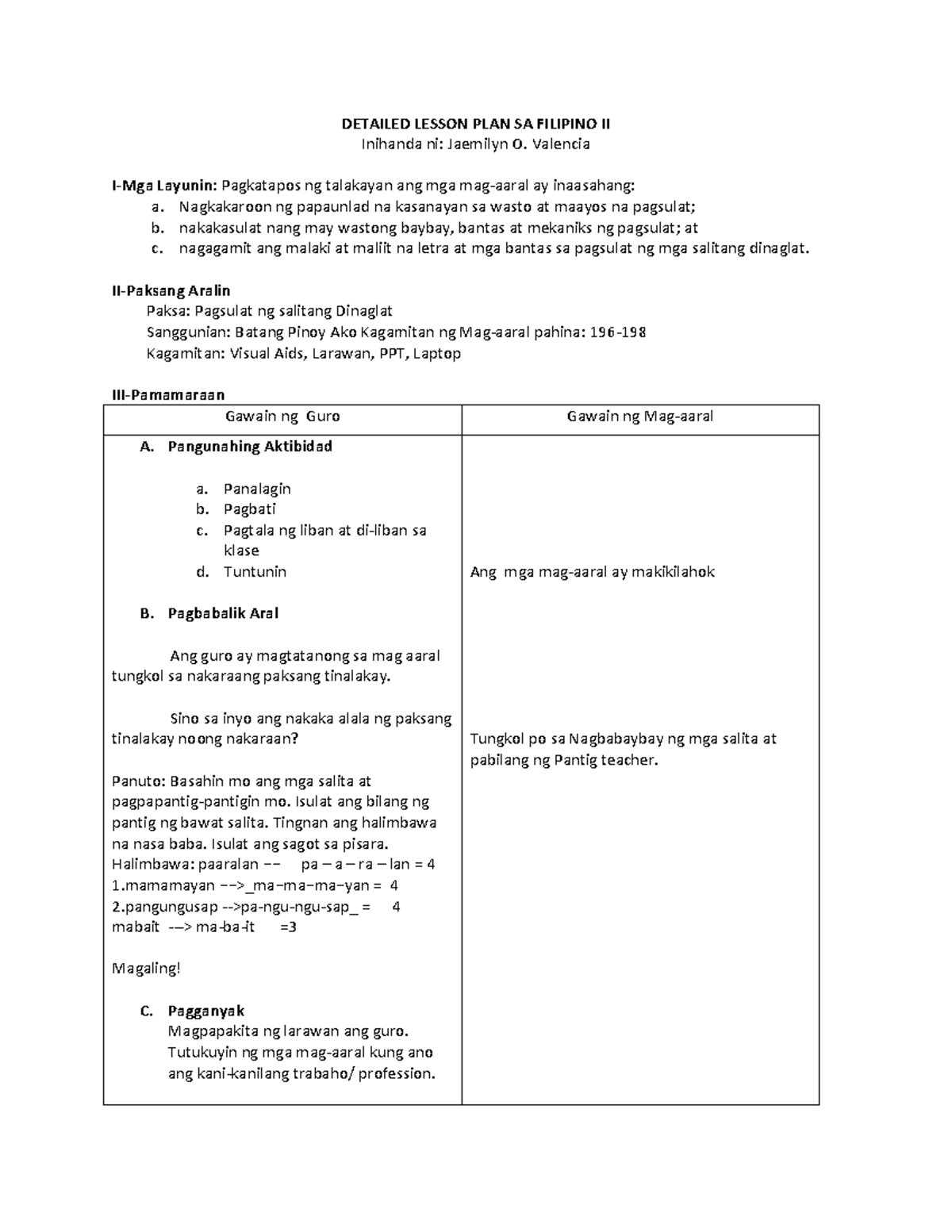 DLP SA FILIPINO II: Pagsulat at Paggamit ng mga Dinaglat - Studocu