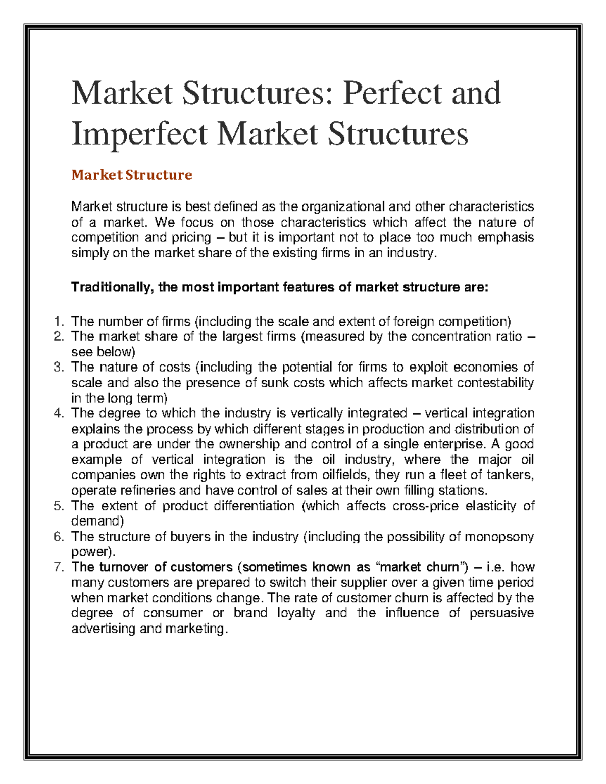 Market Structures: Perfect vs. Imperfect Competition (ECO 101) - Studocu