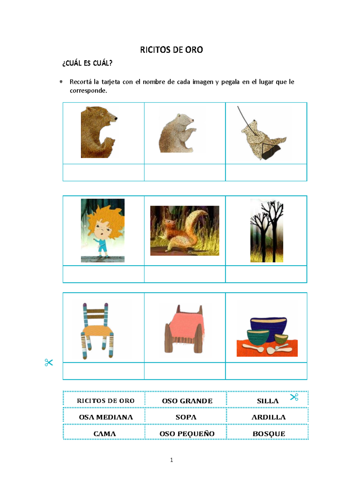 Ricitos de Oro: Actividades y Ejercicios para Alfabetización - Studocu