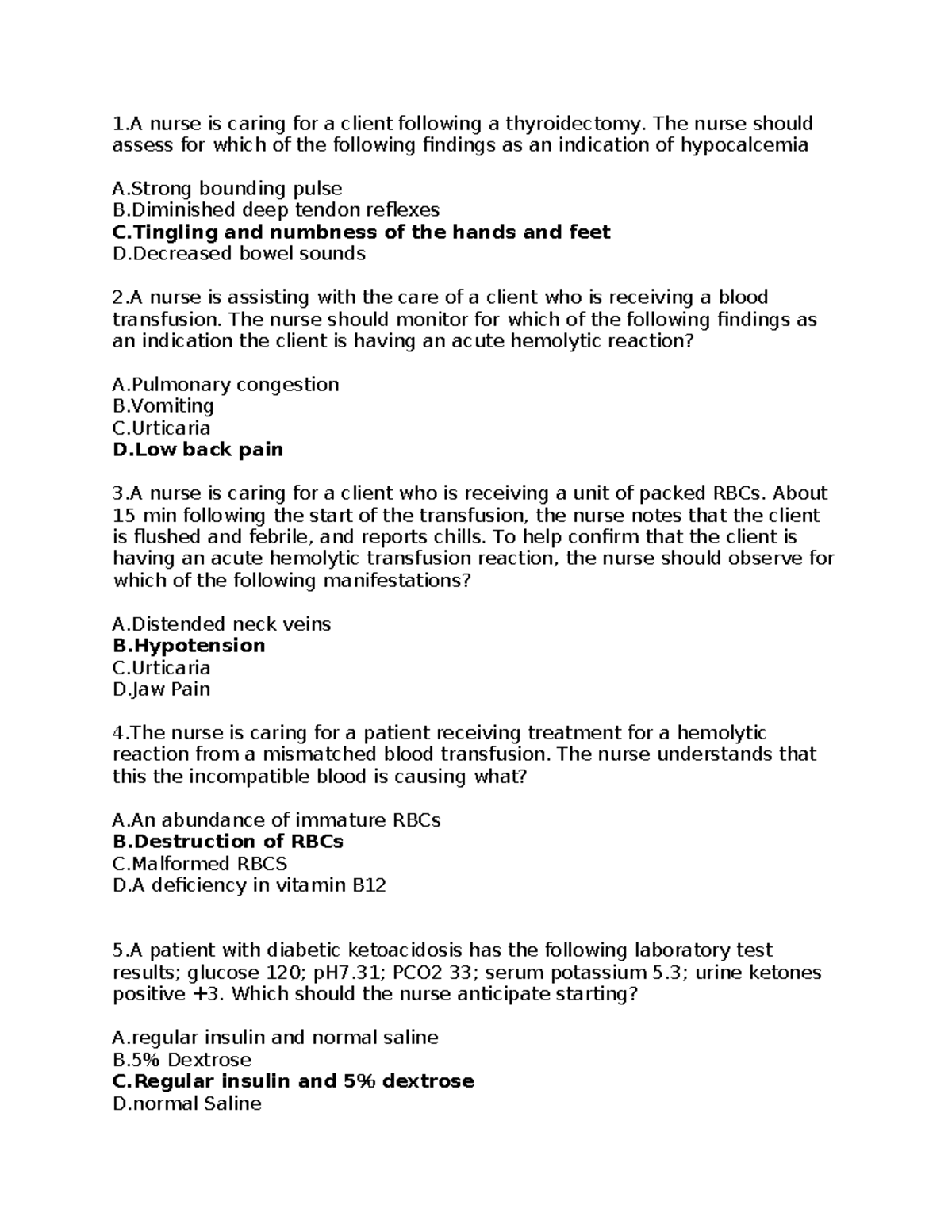 Medsurg NUR 101 Quiz 1 - Practice on Patient Care Scenarios - Studocu