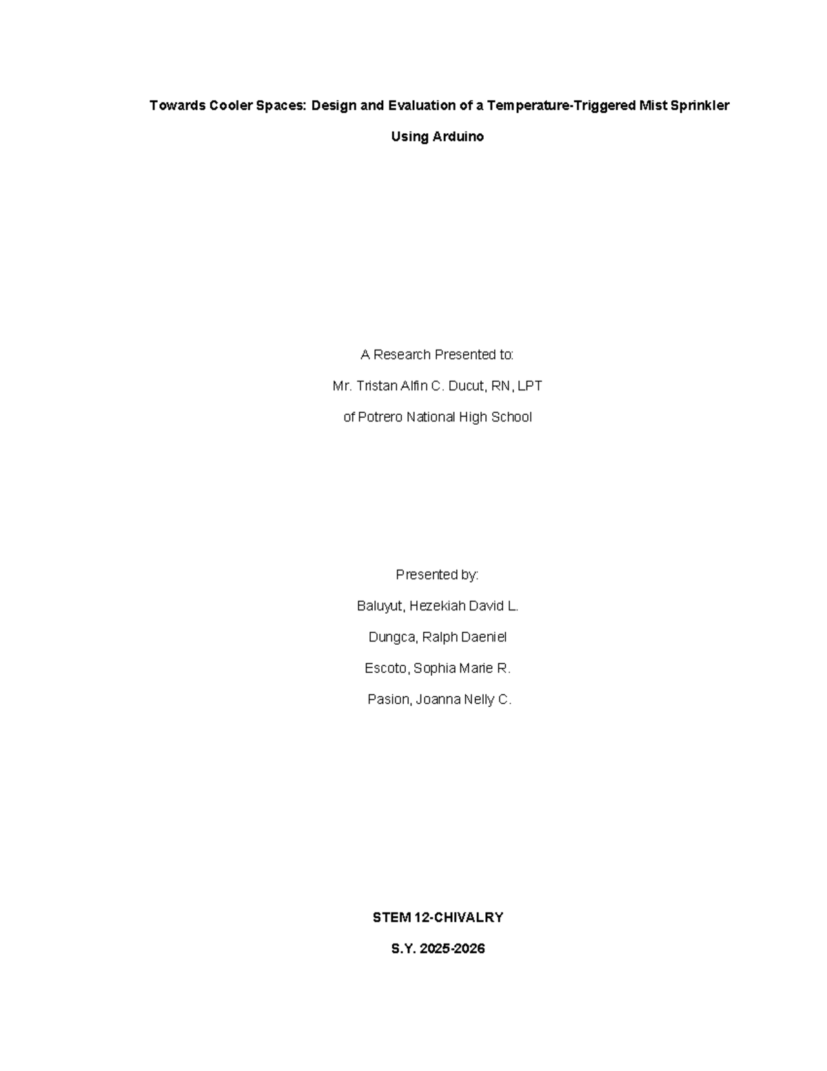 Capstone Project: Design & Evaluation of Arduino Mist Sprinkler System ...