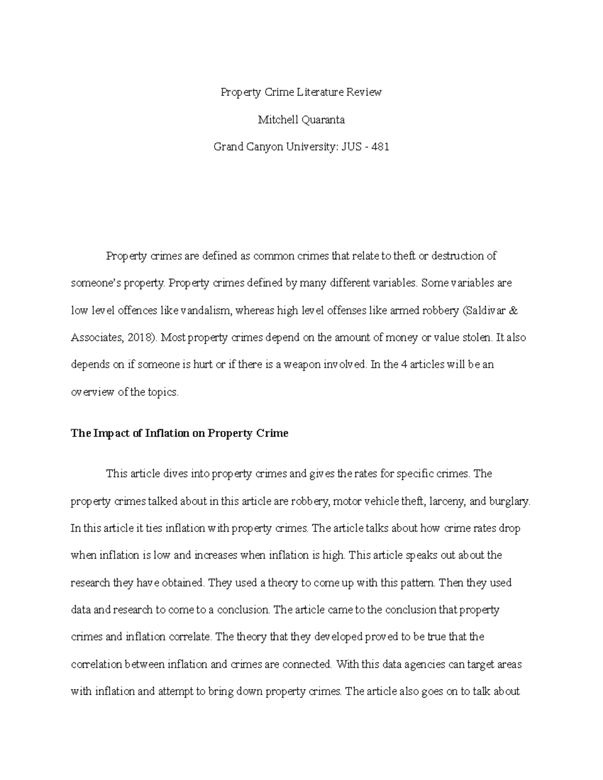 Property Crime Literature Review - Property Crime Literature Review ...