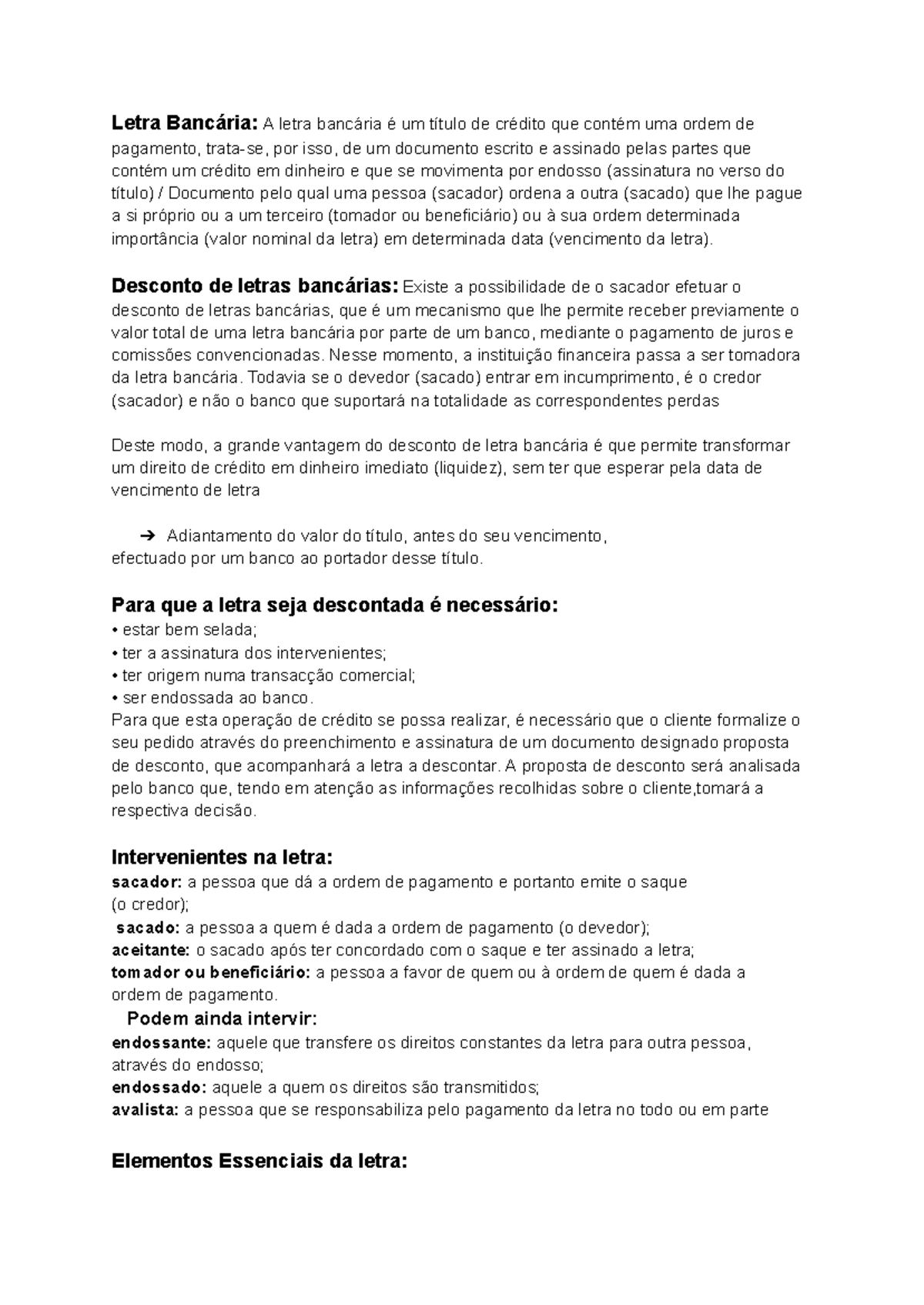 Direito - Letra Bancária: Compreensão e Vantagens para Credores - Studocu