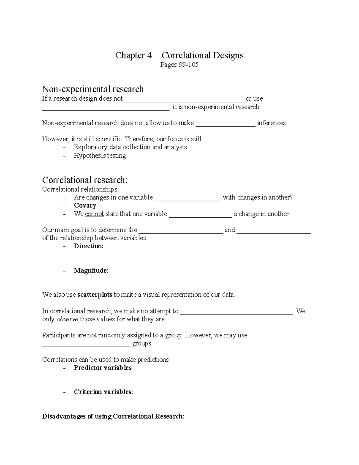 Chapter 4 - Correlational Research - Chapter 4 – Correlational Designs ...