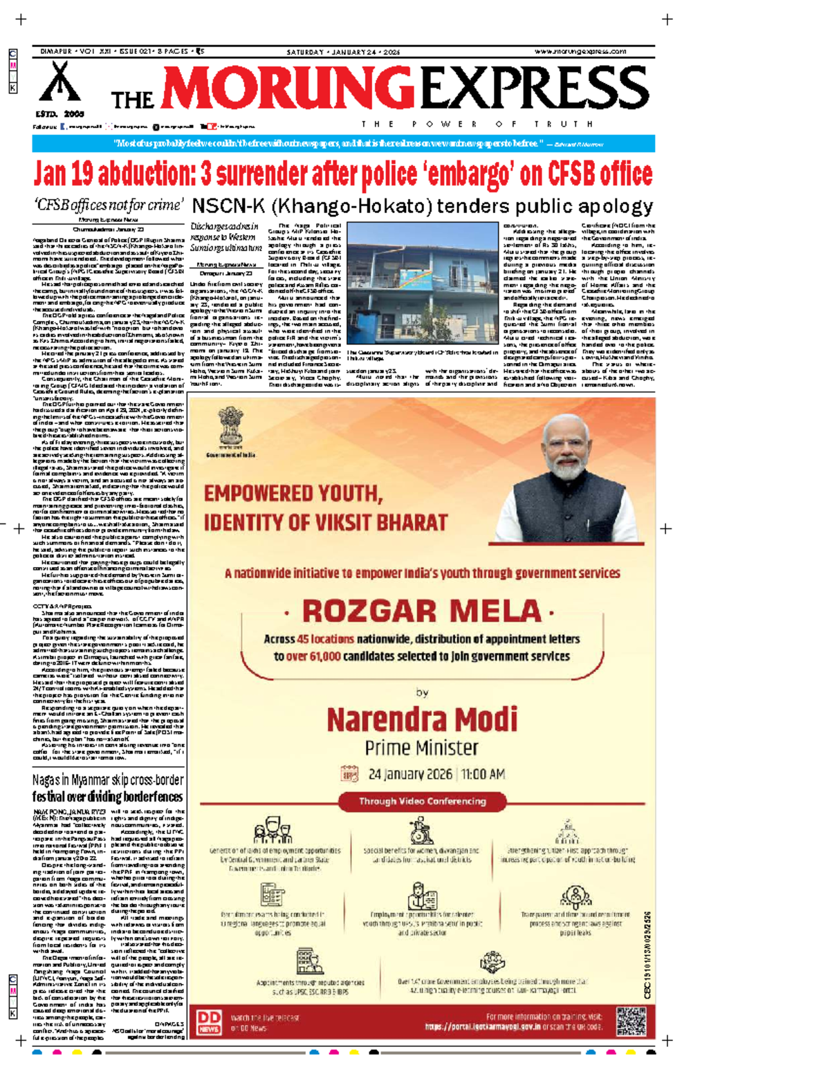 The Morung Express: News Highlights and Updates - January 24, 2026 ...