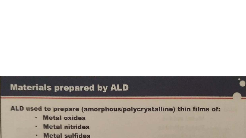 ALD Basics: Materials and Processes for Thin Film Deposition - Studocu