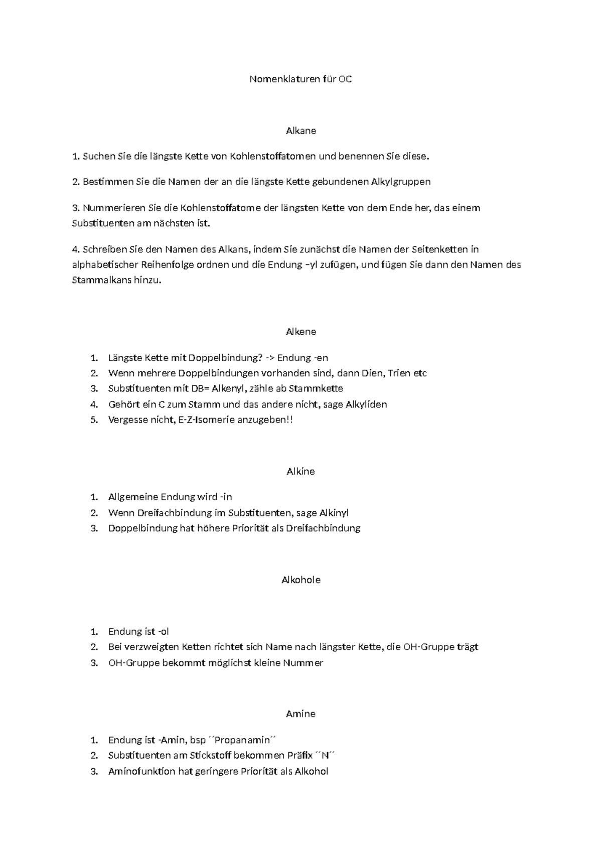 Nomenklatur für organische Chemie (OC) - SoSe2025 - Studocu