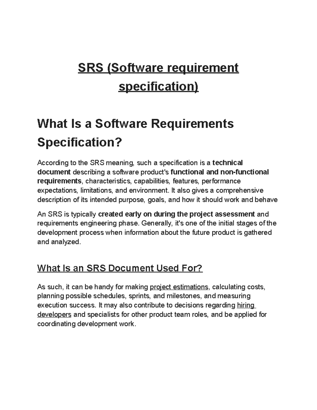 SRS: Understanding Software Requirements Specification Essentials - Studocu