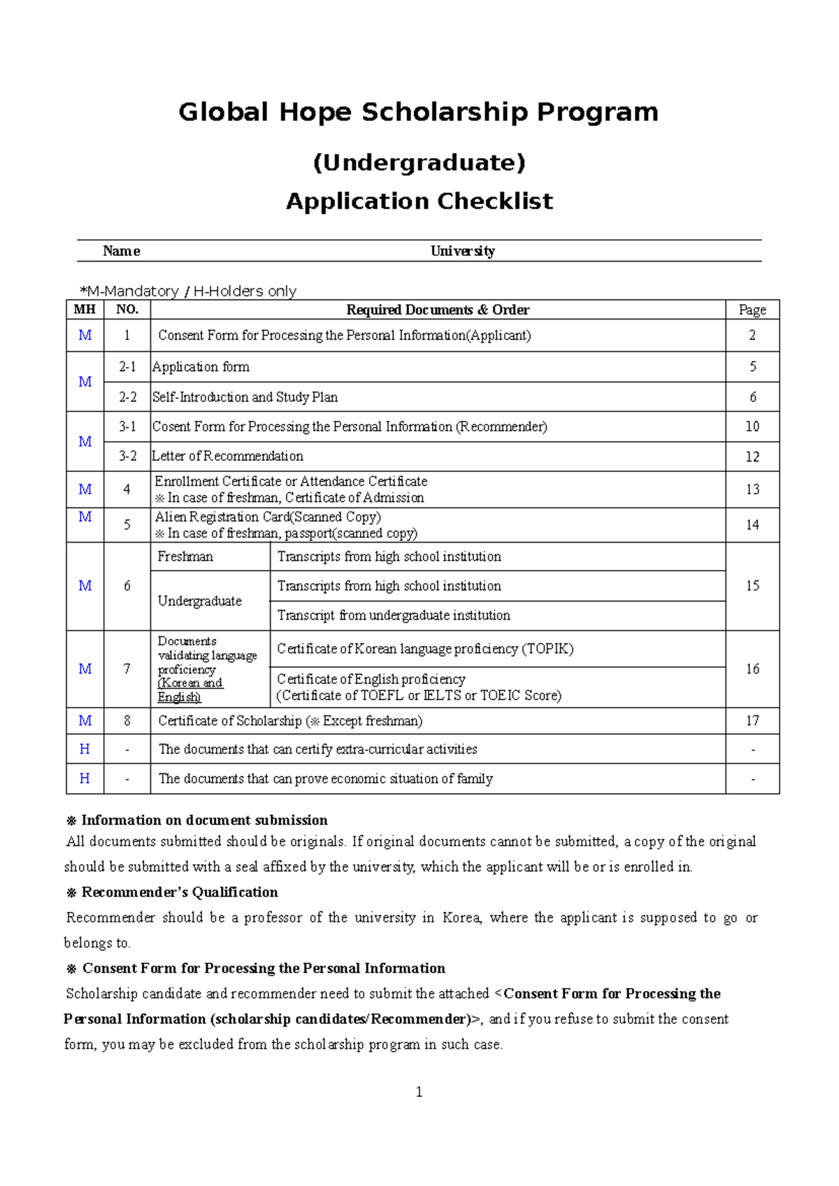 Global Hope Scholarship Program (Undergraduate) Application Guide - Studocu