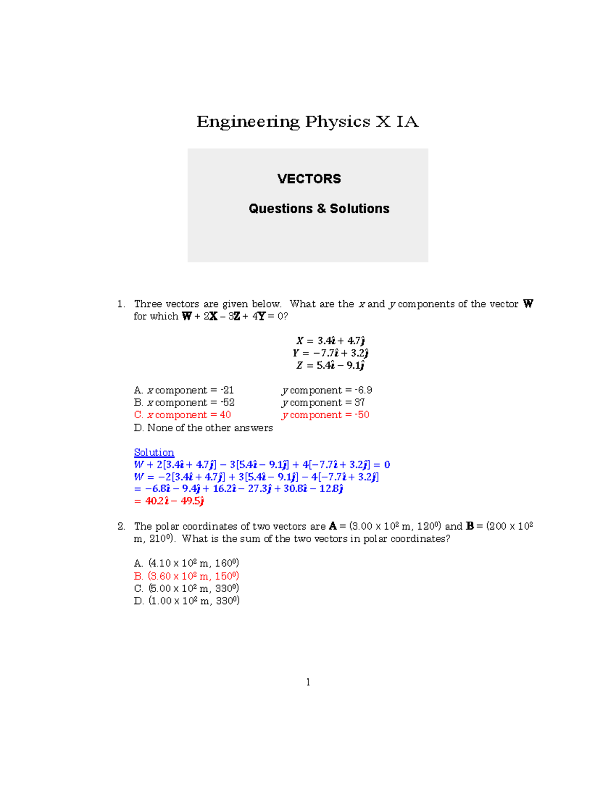 Physics 1A - Vector Analysis Final Exam Revision Notes - Studocu