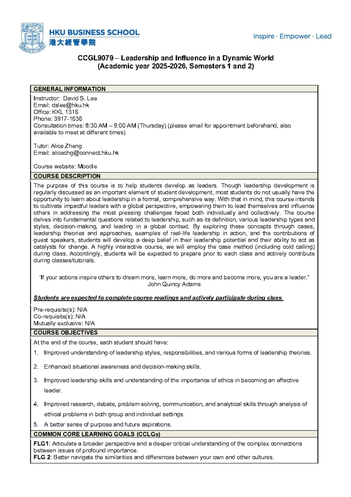 CCGL9079 Leadership Development Syllabus: Empowering Global Leaders ...