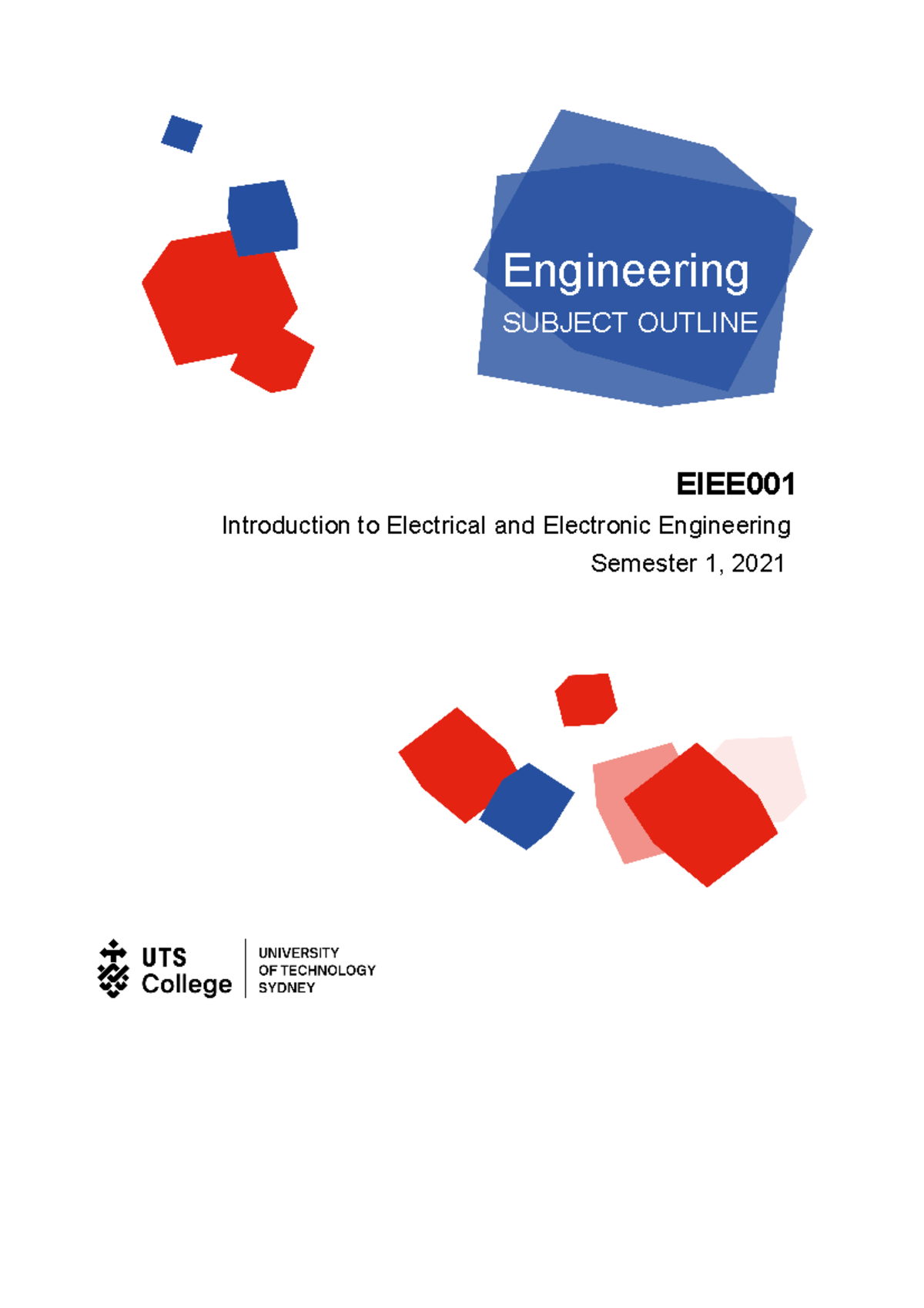 EIEE001 2021 S1 Electrical & Electronic Engineering Subject Outline ...