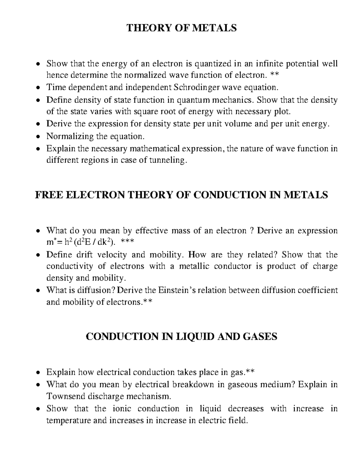 EEM - Theory of Metals: Quantum Mechanics & Conduction Principles - Studocu