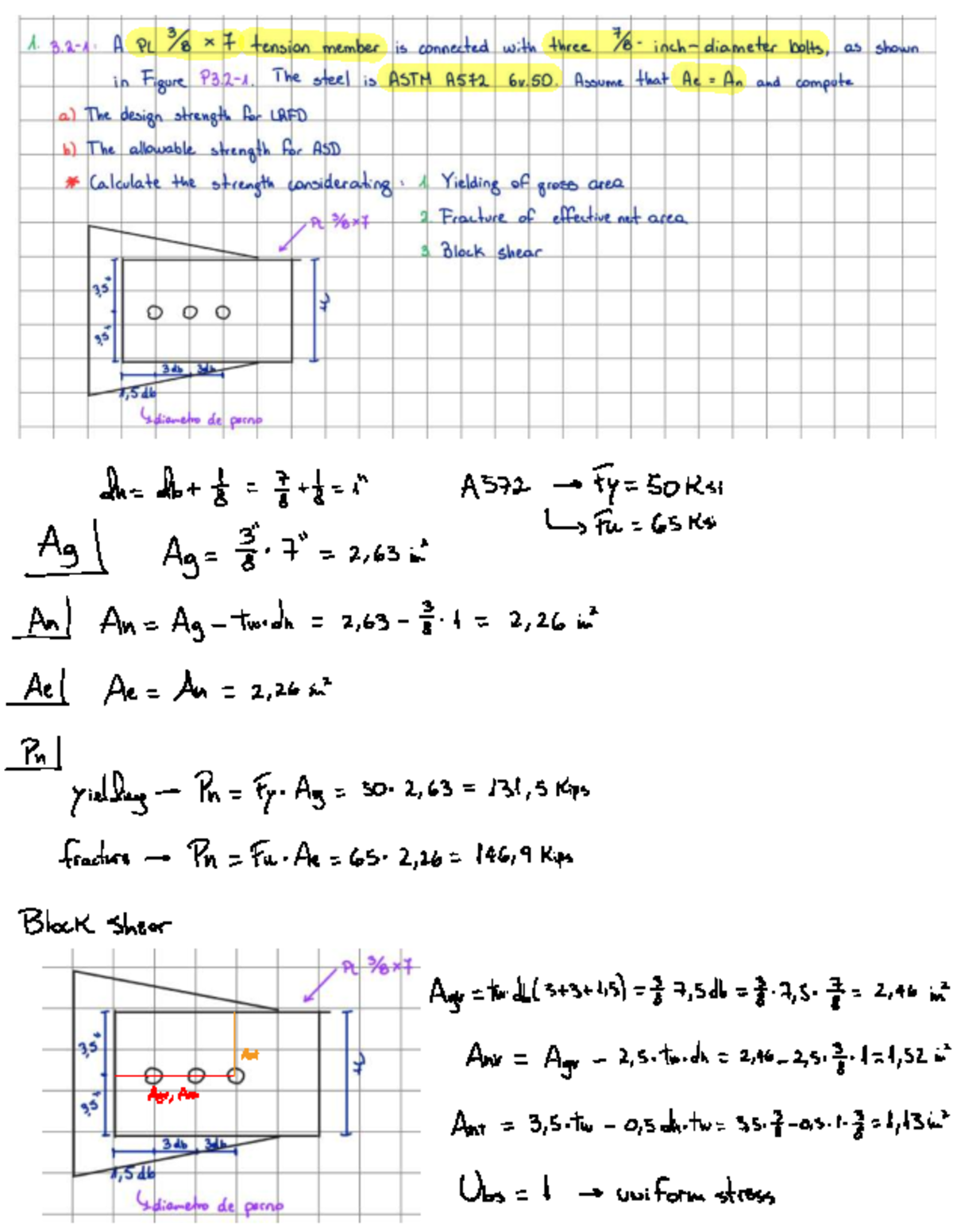 OCIV412 Homework 1 Solutions: Tension Member Design Strength Analysis ...
