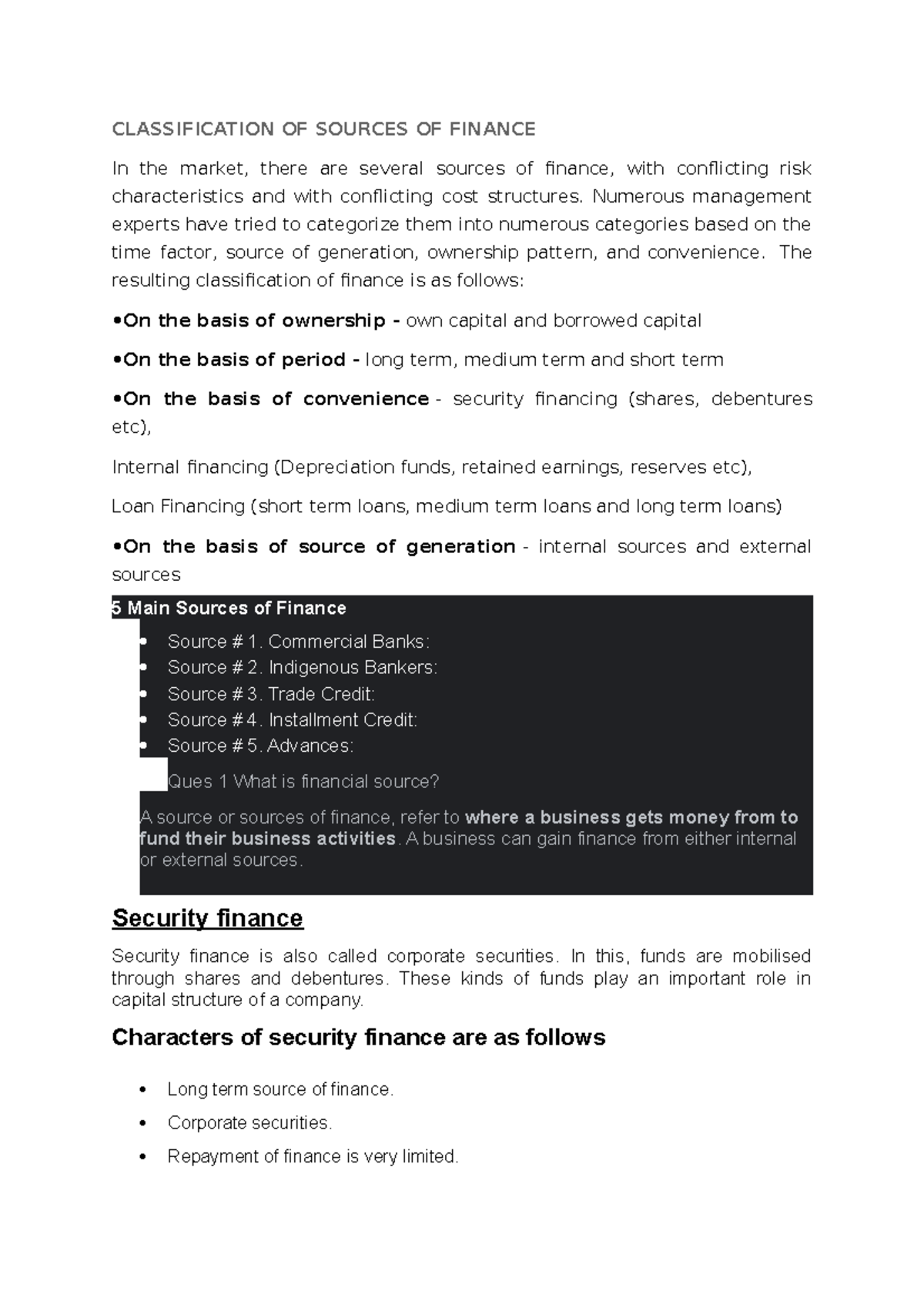 Classification of Sources of Finance: Essential Insights and Types ...